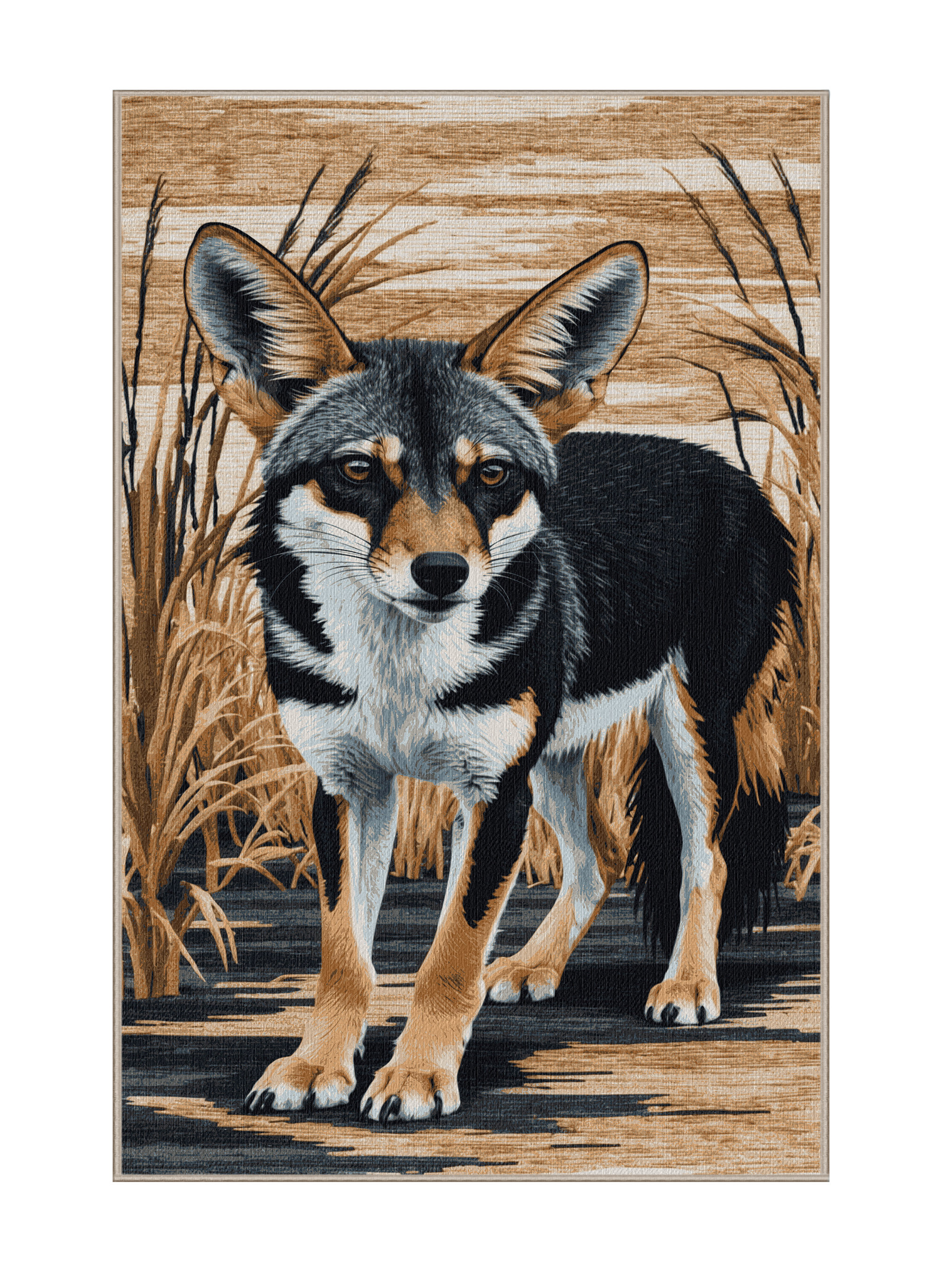 Foundry Select Washable Black backed Jackal Wildlife Area Rug | Wayfair