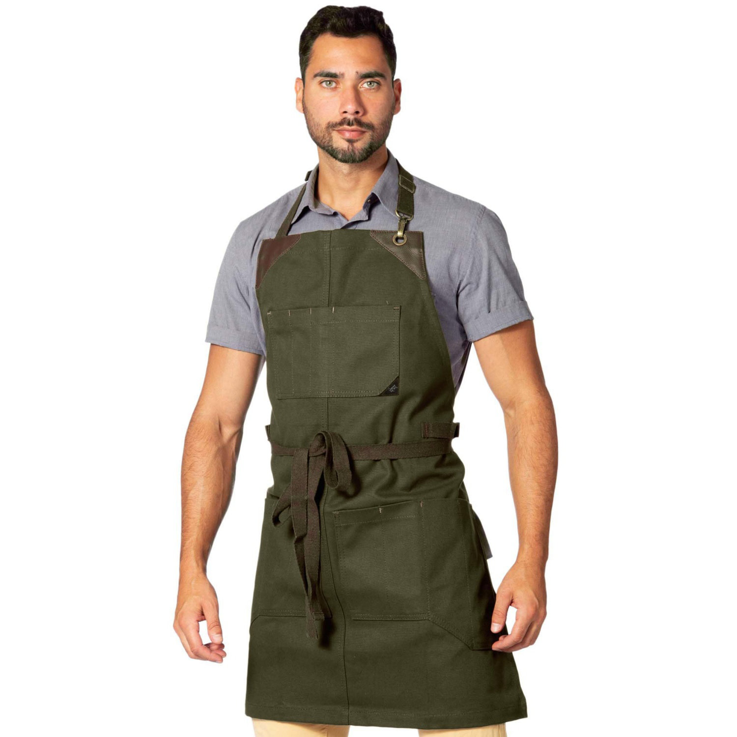 17 Stories Knife-Roll Forest Green Apron – Heavy-Duty Canvas, Leather ...
