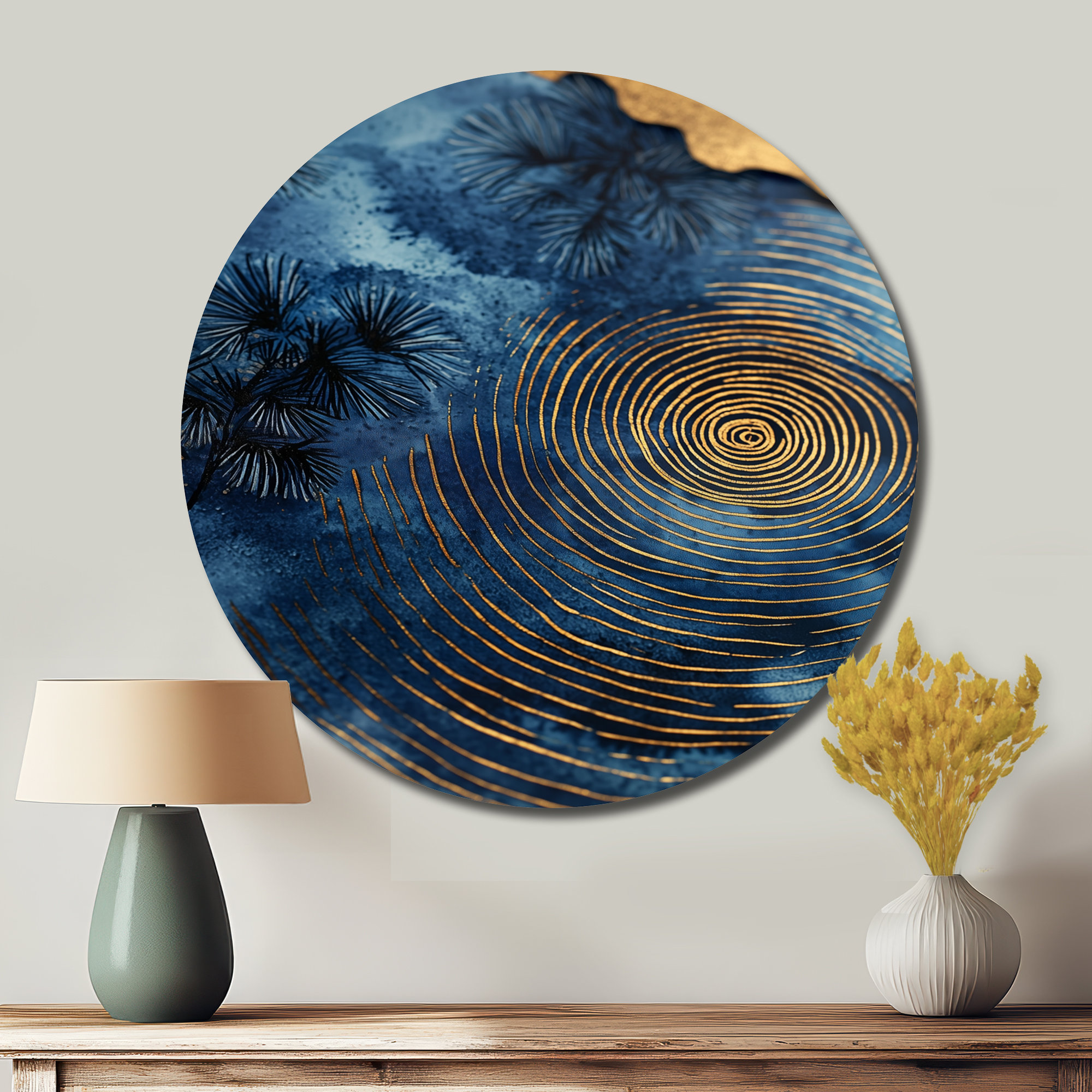 Mercer41 Mysteries Of Aqua Wood Slice I - Tree Round Metal Wall Art ...