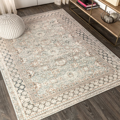 Bungalow Rose Lucinda Performance Light Blue/Ivory Rug | Wayfair