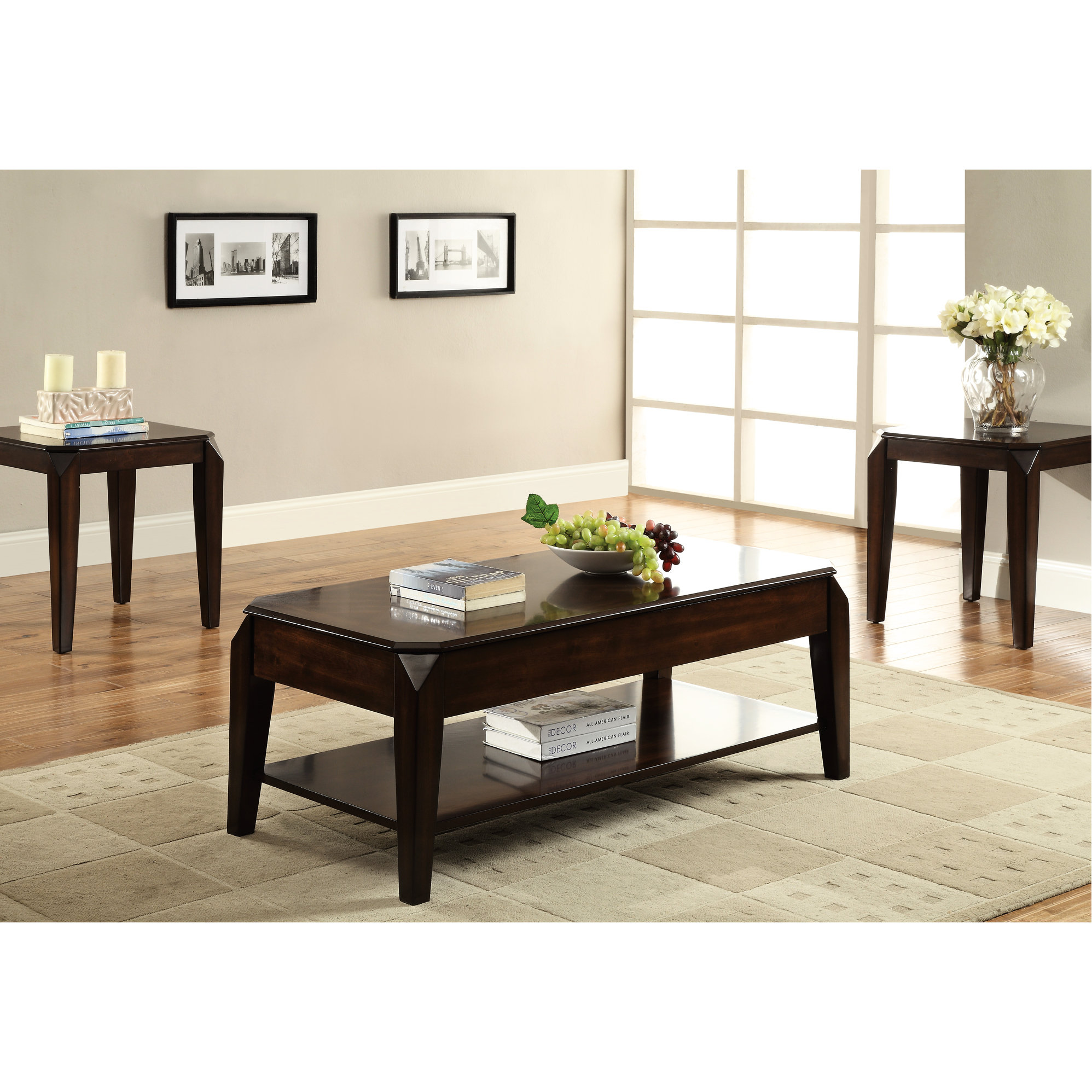 Banior Rectangular Lift Top Coffee Table In Walnut - Ample Storage ...