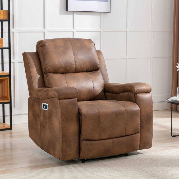 Red Barrel Studio® 37'' Modern Vegan Leather Wall-Hugging Power ...