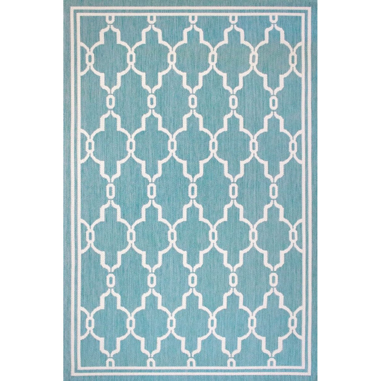 Marlow Home Co. Antonine Geometric Machine Woven Teal Area Rug ...