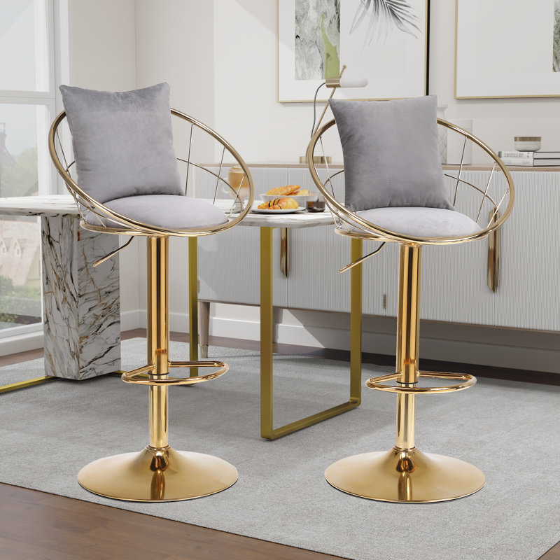 Everly Quinn Nekesha Swivel Adjustable Height Bar Stool & Reviews | Wayfair