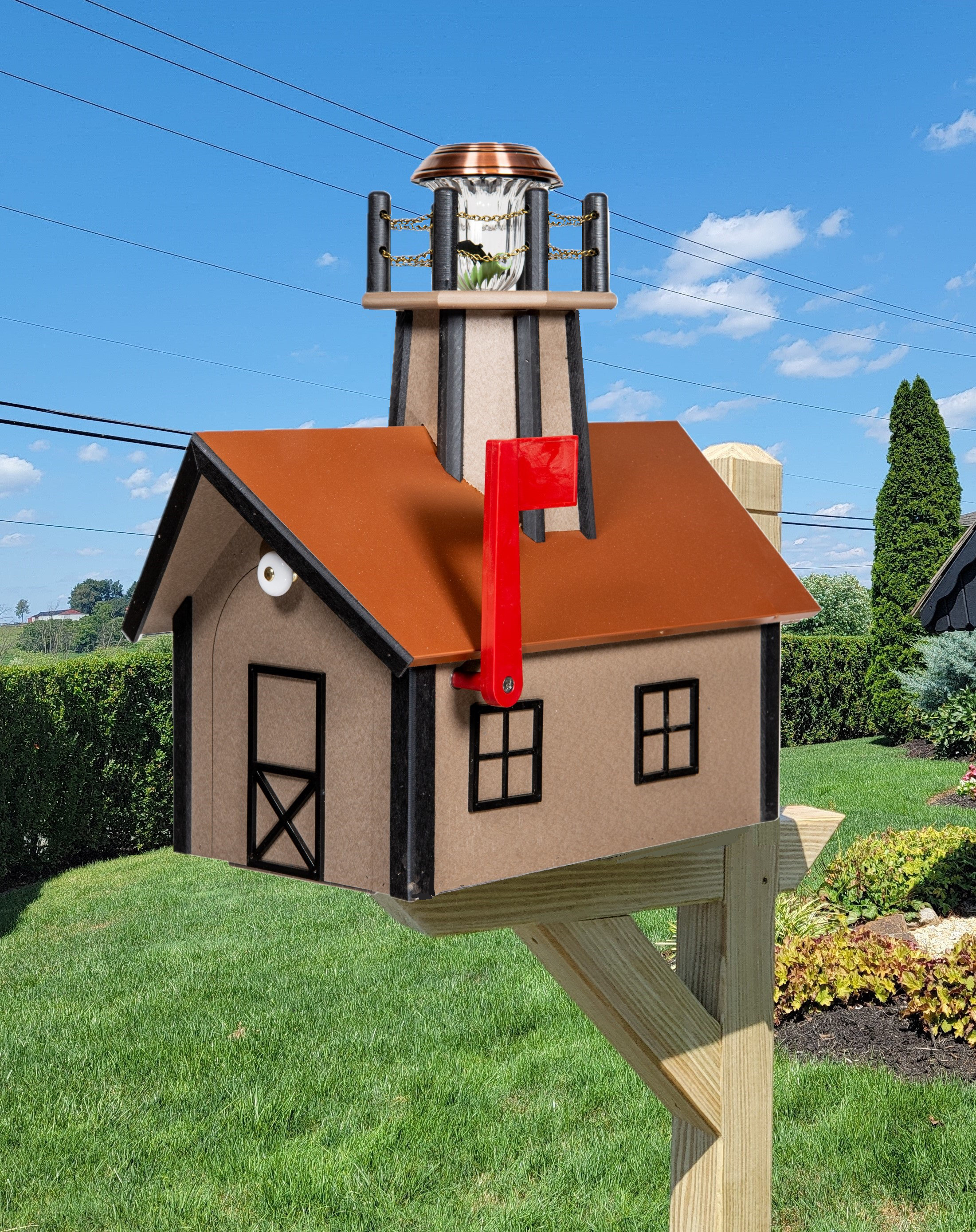 Amish Mailbox, Handmade, With Solar Lighthouse | Wayfair