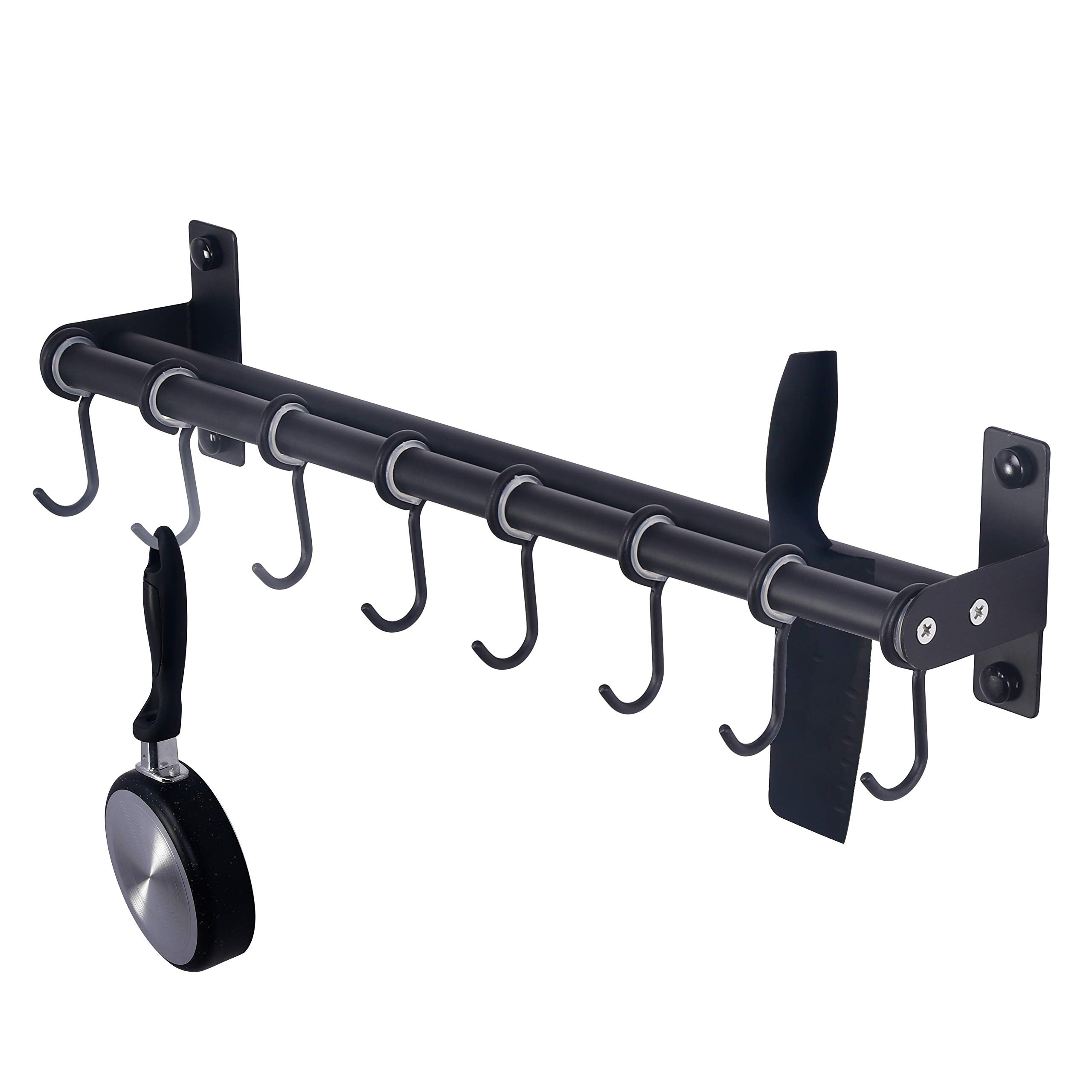 Ophelia & Co. Pot Rack - Pots And Pans Hanging Rack Rail With 8 Hooks ...