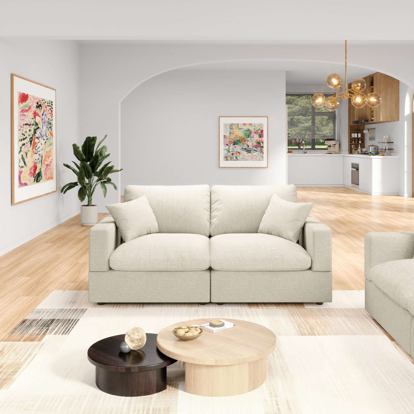 Latitude Run® 2-Seater Modular Sectional Sofa Comfy Cloud Couch for ...