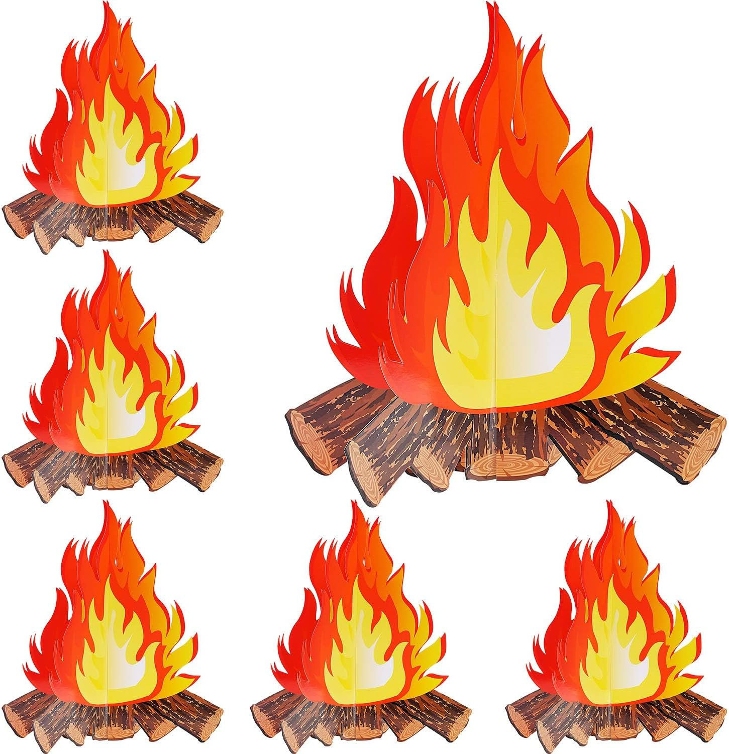 LinsCraft 6 Set Fake Fire 12 Inch Tall Artificial Fire Fake Flame Paper ...