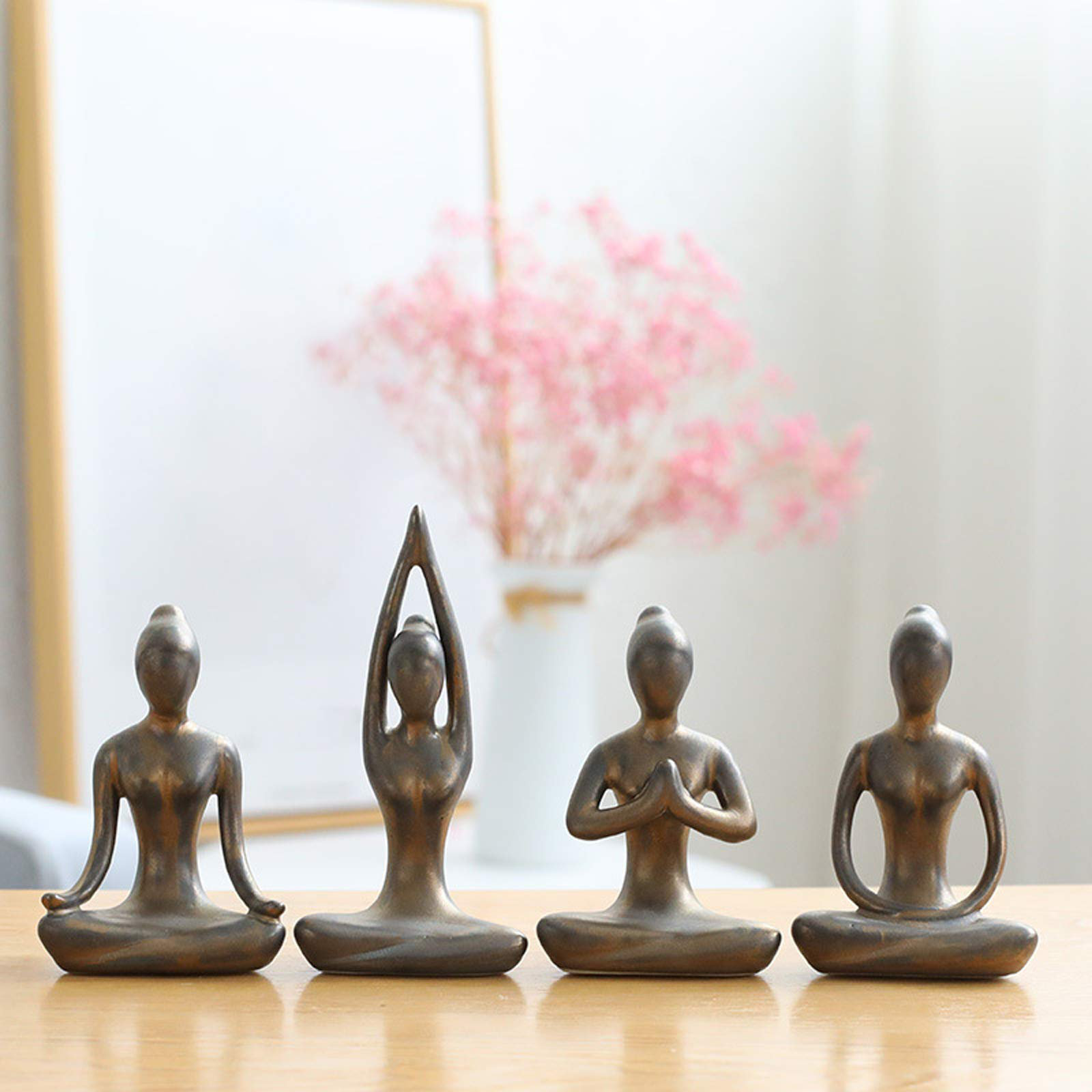 Latitude Run® Lot Of 4 Meditation Yoga Pose Statue Figurine Ceramic ...