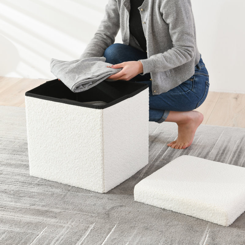 Ebern Designs Torkelson Upholstered Foldable Pouf Storage Ottoman | Wayfair