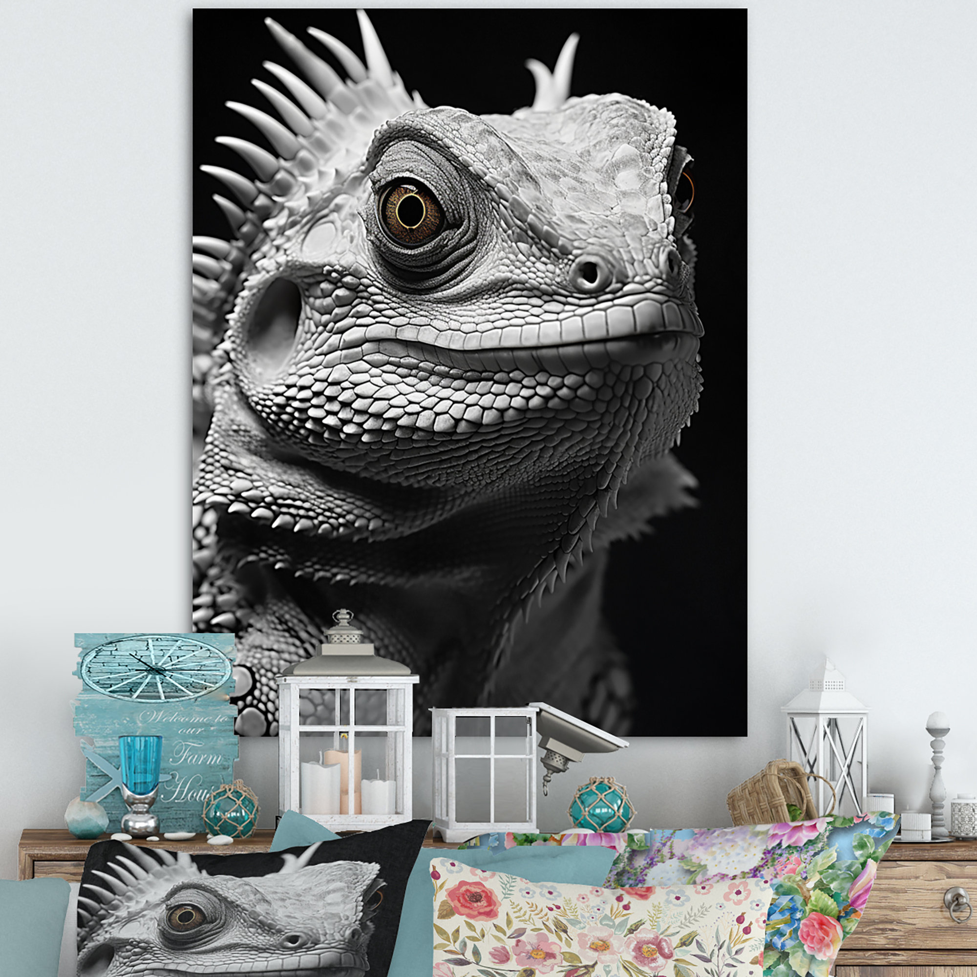 Latitude Run® Monifa Grey Reptile Amphibian Portrait - Print - Wayfair ...