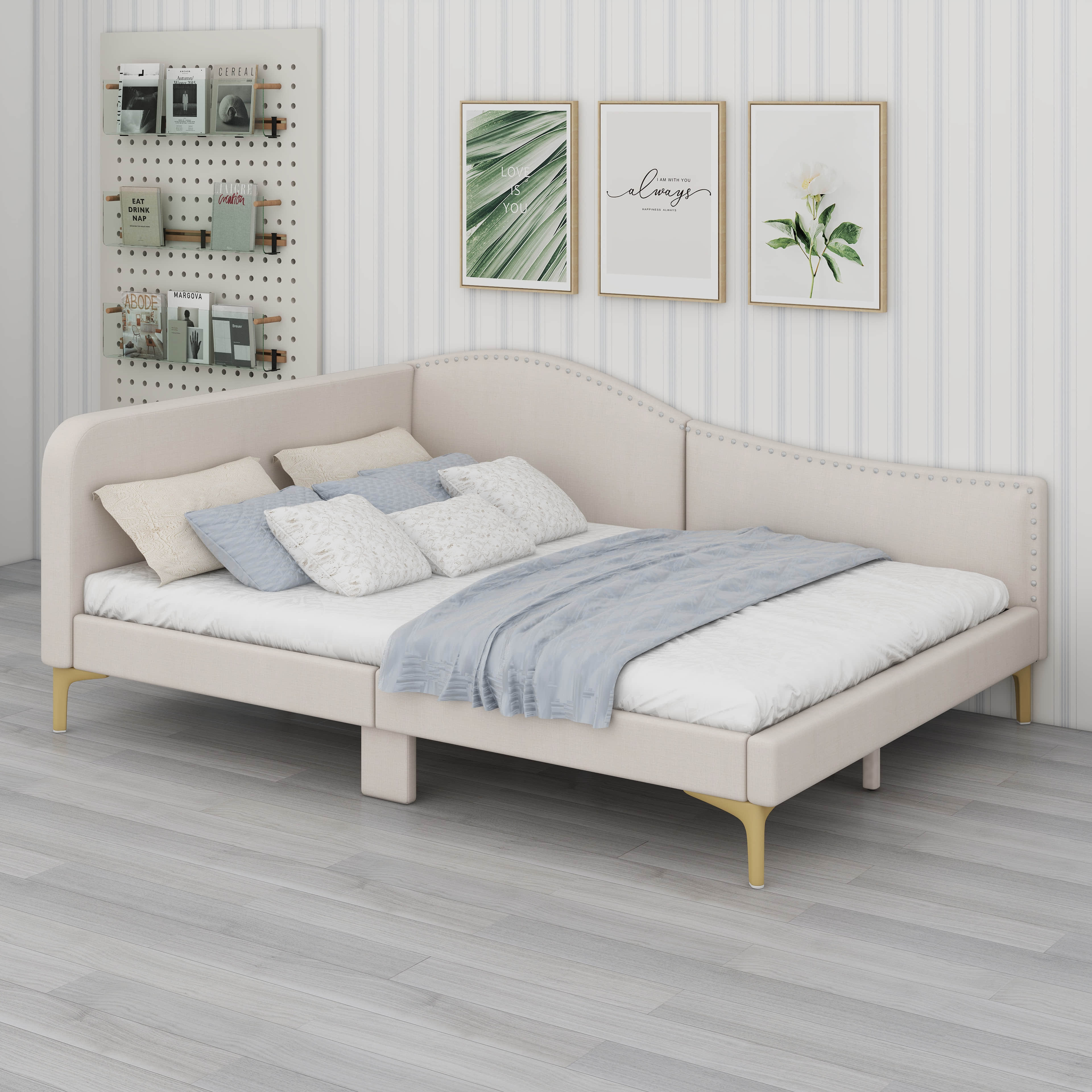 Latitude Run® Full Size Upholstered Daybed With Headboard And Armrest ...