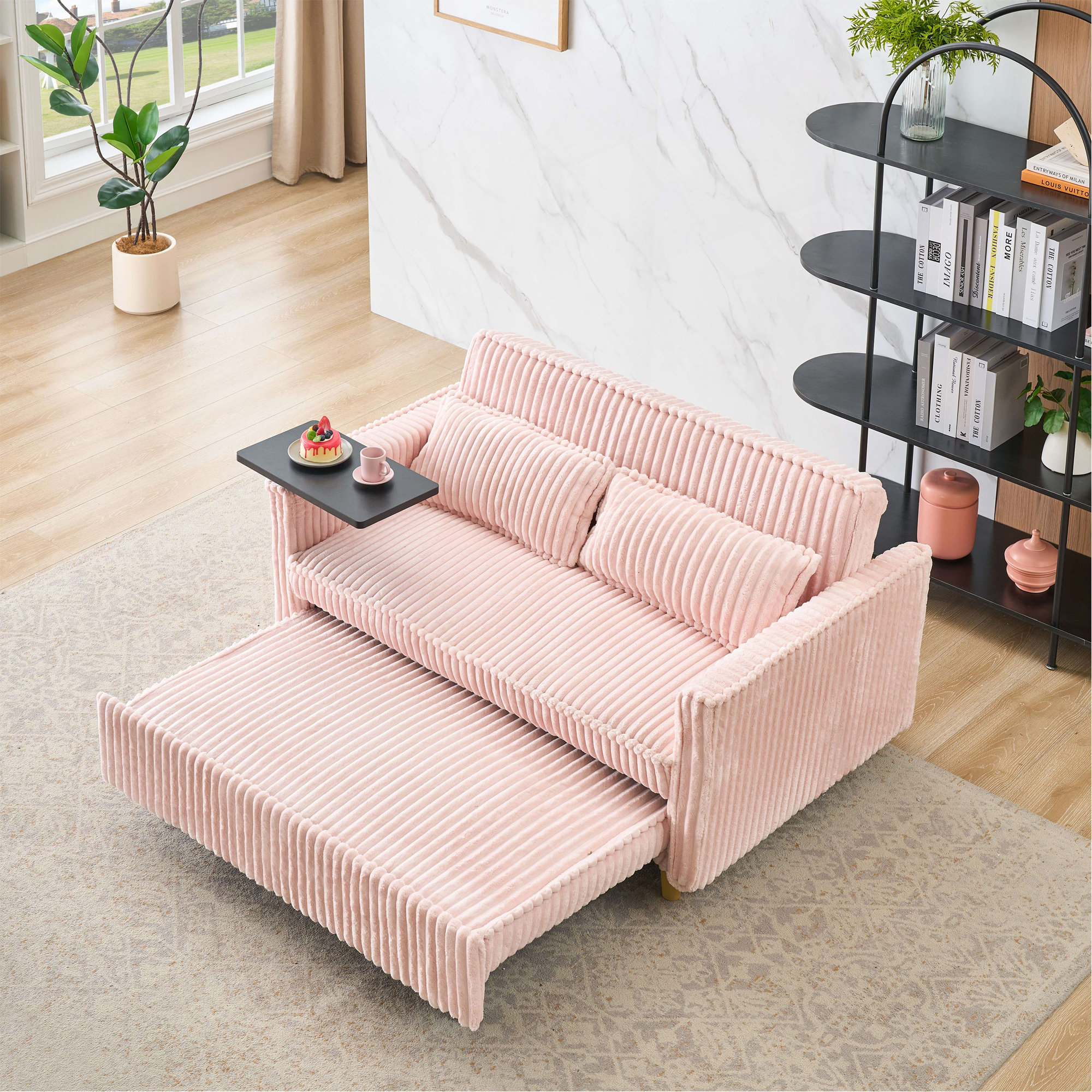 Latitude Run® The Pull-Out And Push-In Corduroy Sofa With Dual ...