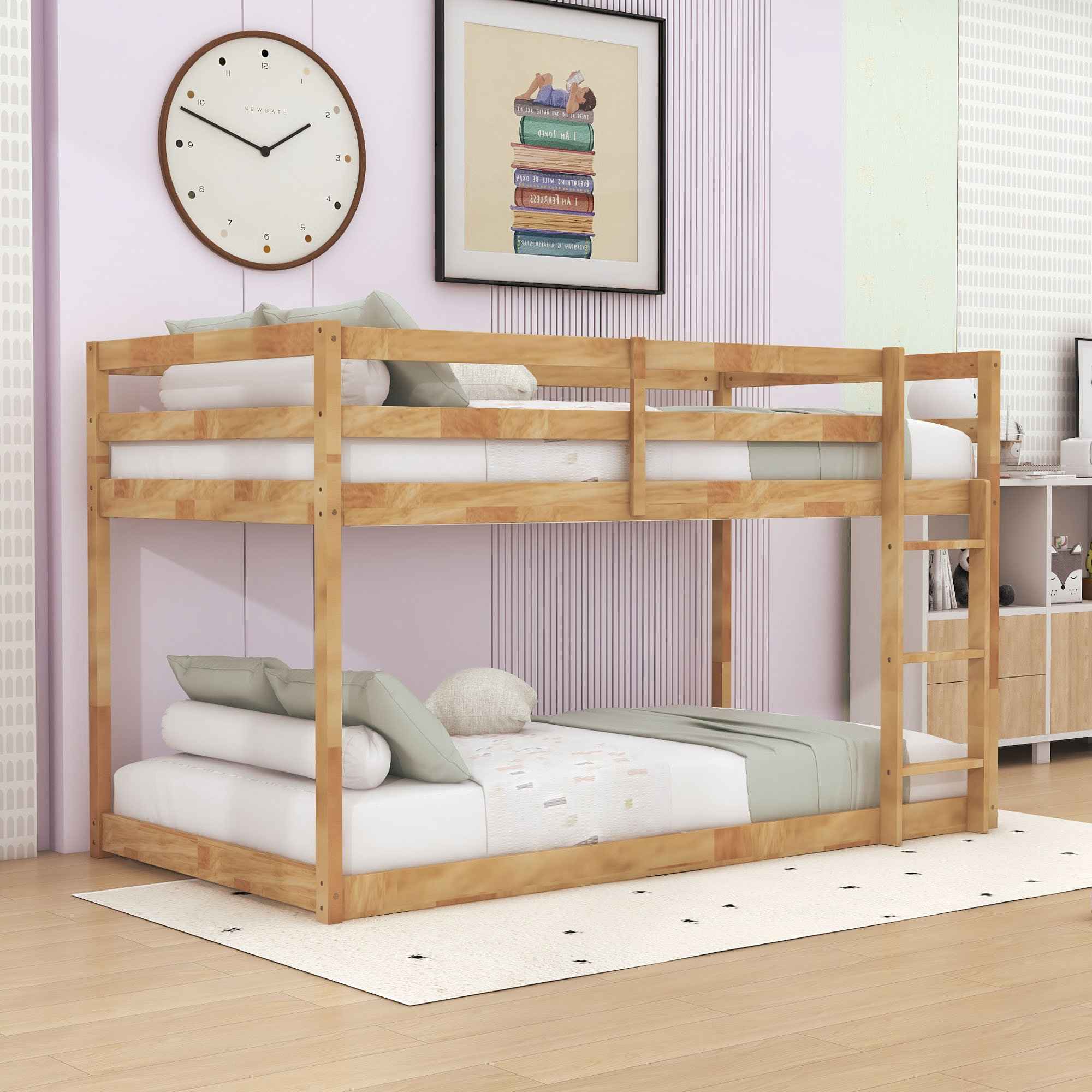 Harriet Bee Kennidi Twin Over Twin Wood Loft Bed With Ladder | Wayfair