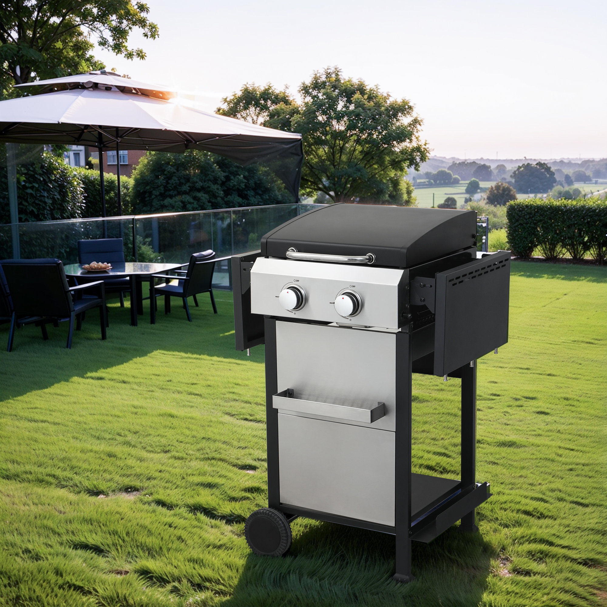 Homey. 2-Burner Propane Gas BBQ Grill With Wire Enamel Cooking Grids ...