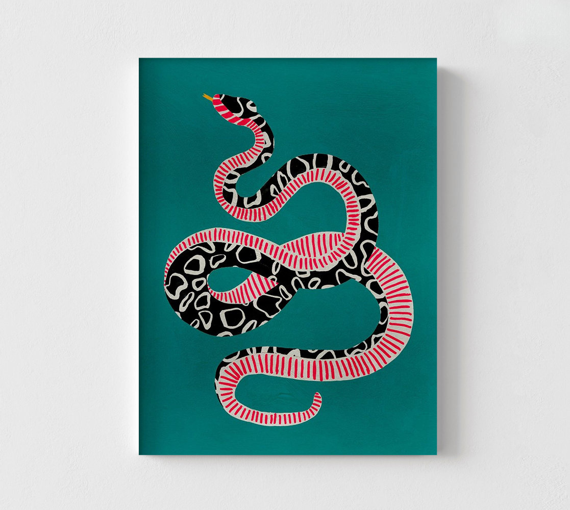 WeFrameArt Framed Reptile Painting Print, Colorful Snake Wall Art Print ...
