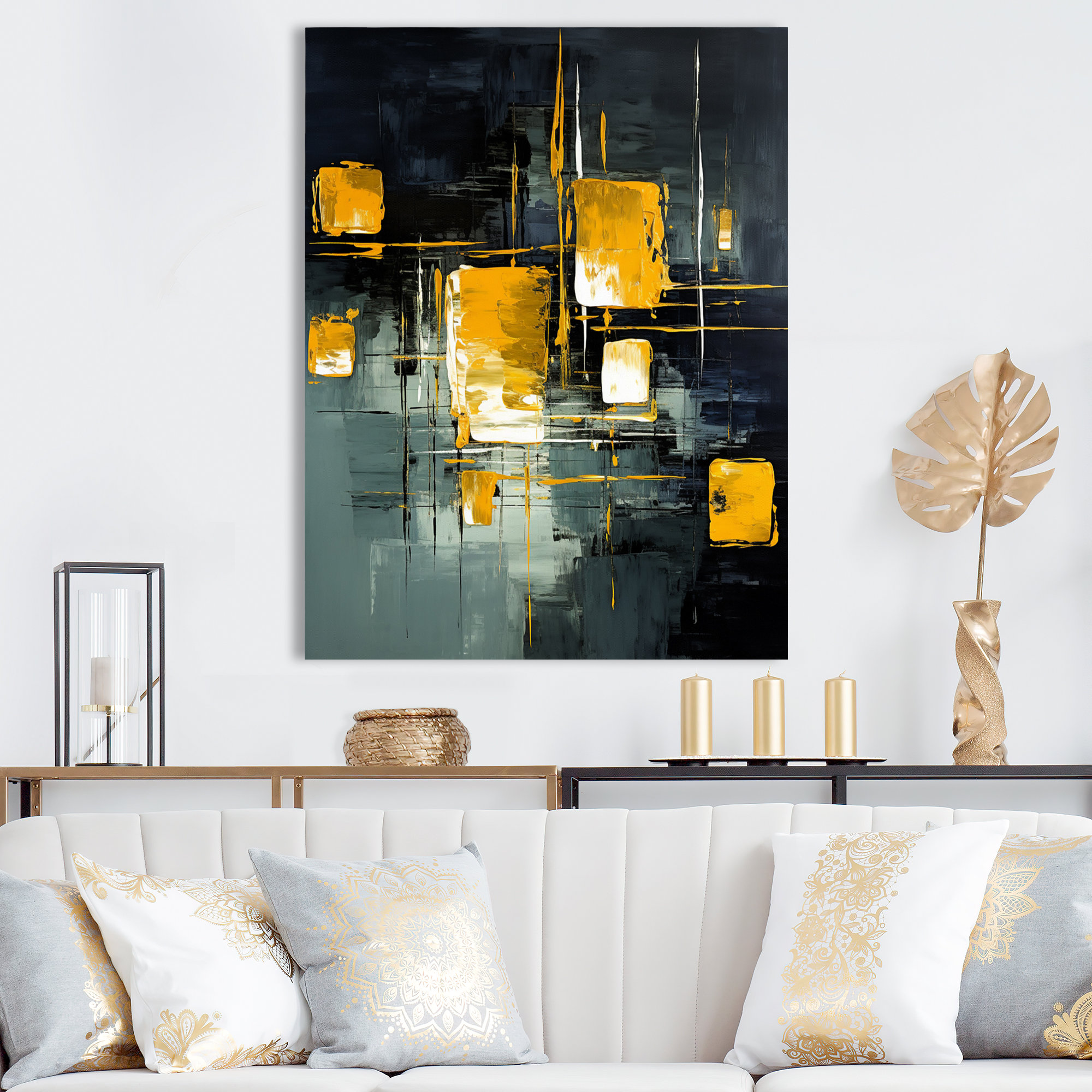 Wrought Studio Yellow Interlude Abstract Expressionism Teal I ...