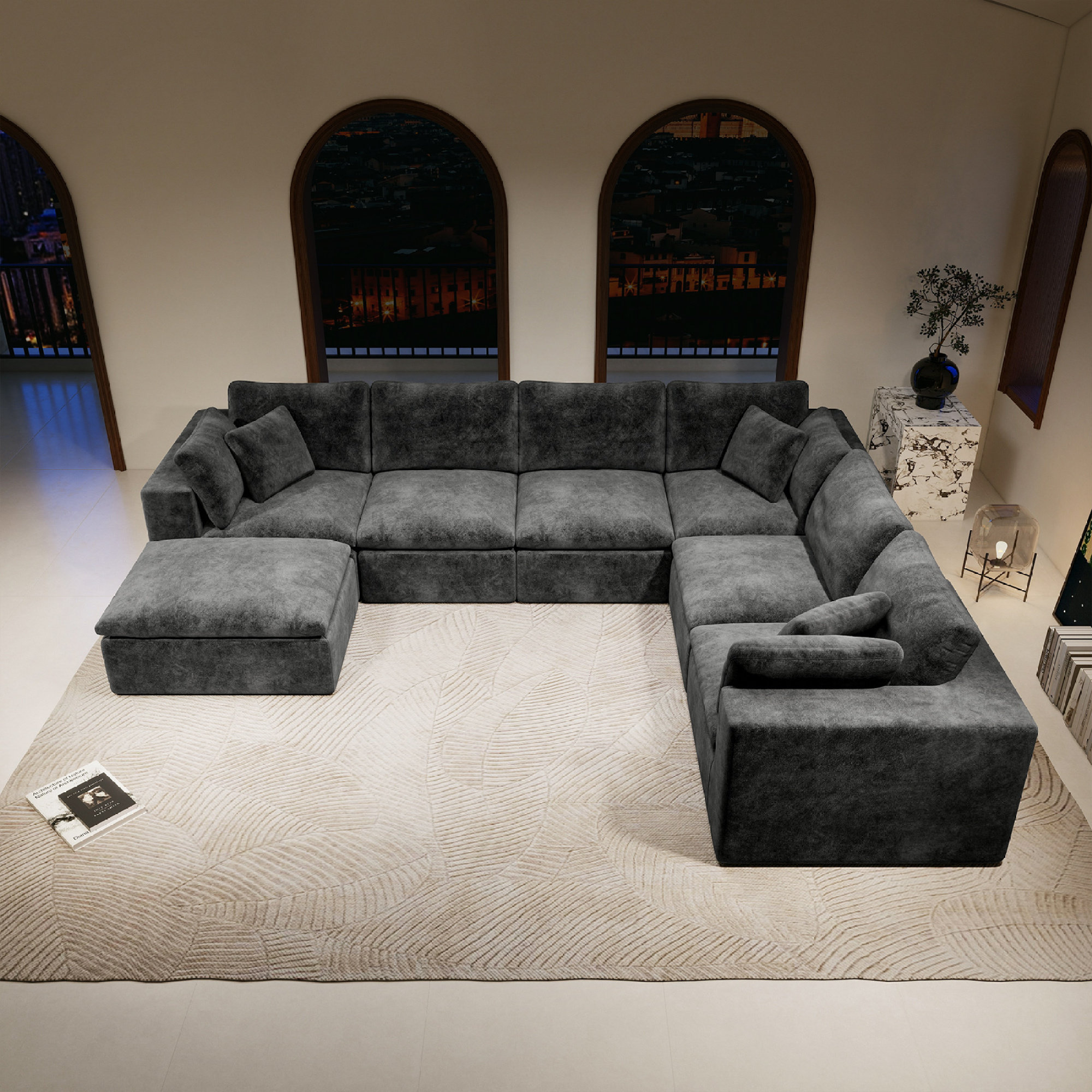 Orren Ellis Spacious Modular Sectionals, Plush Corduroy, Modern Design ...