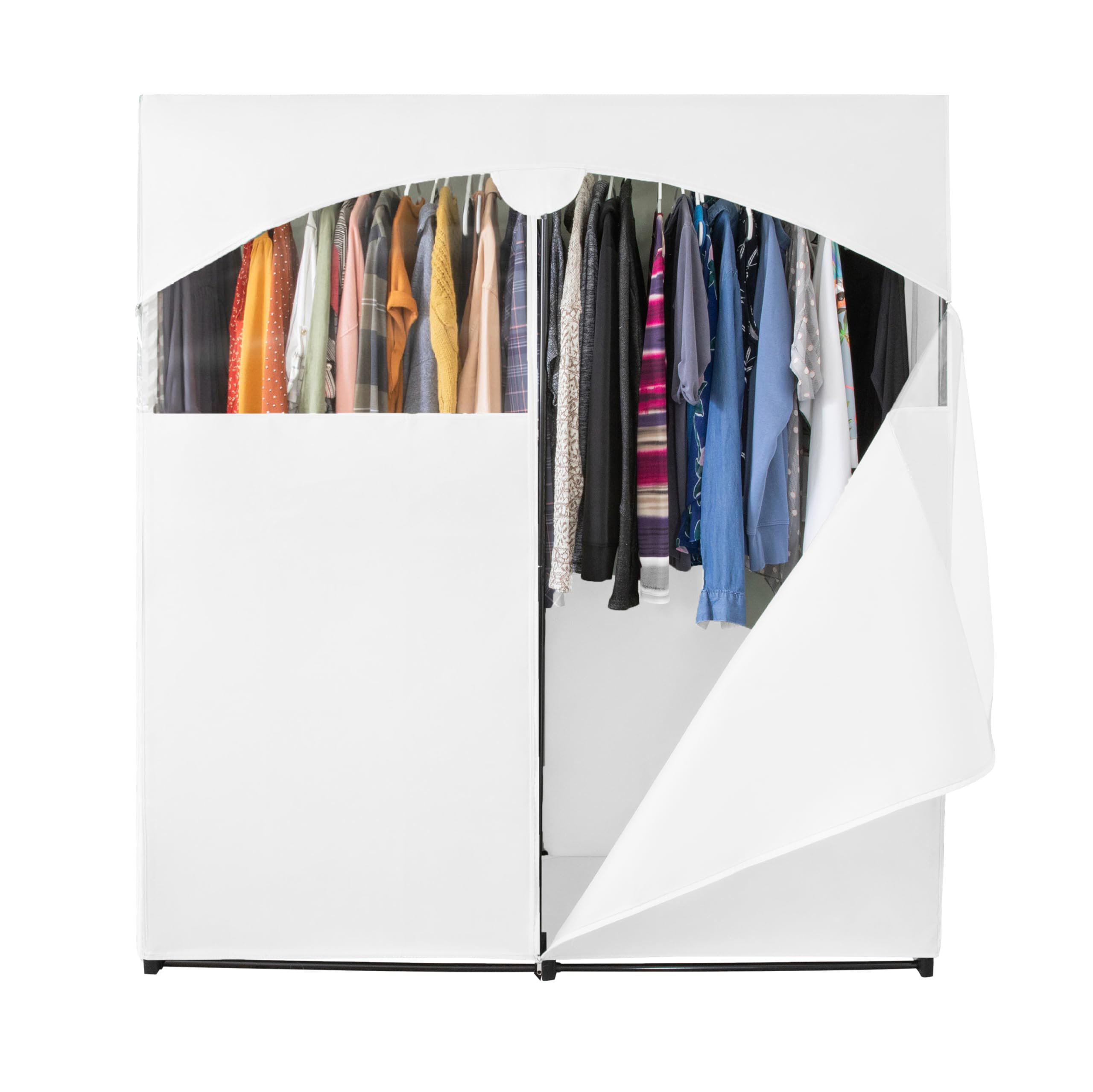 Rebrilliant Portable Wardrobe, Large - Premium Heavy Duty Metal Hanging ...
