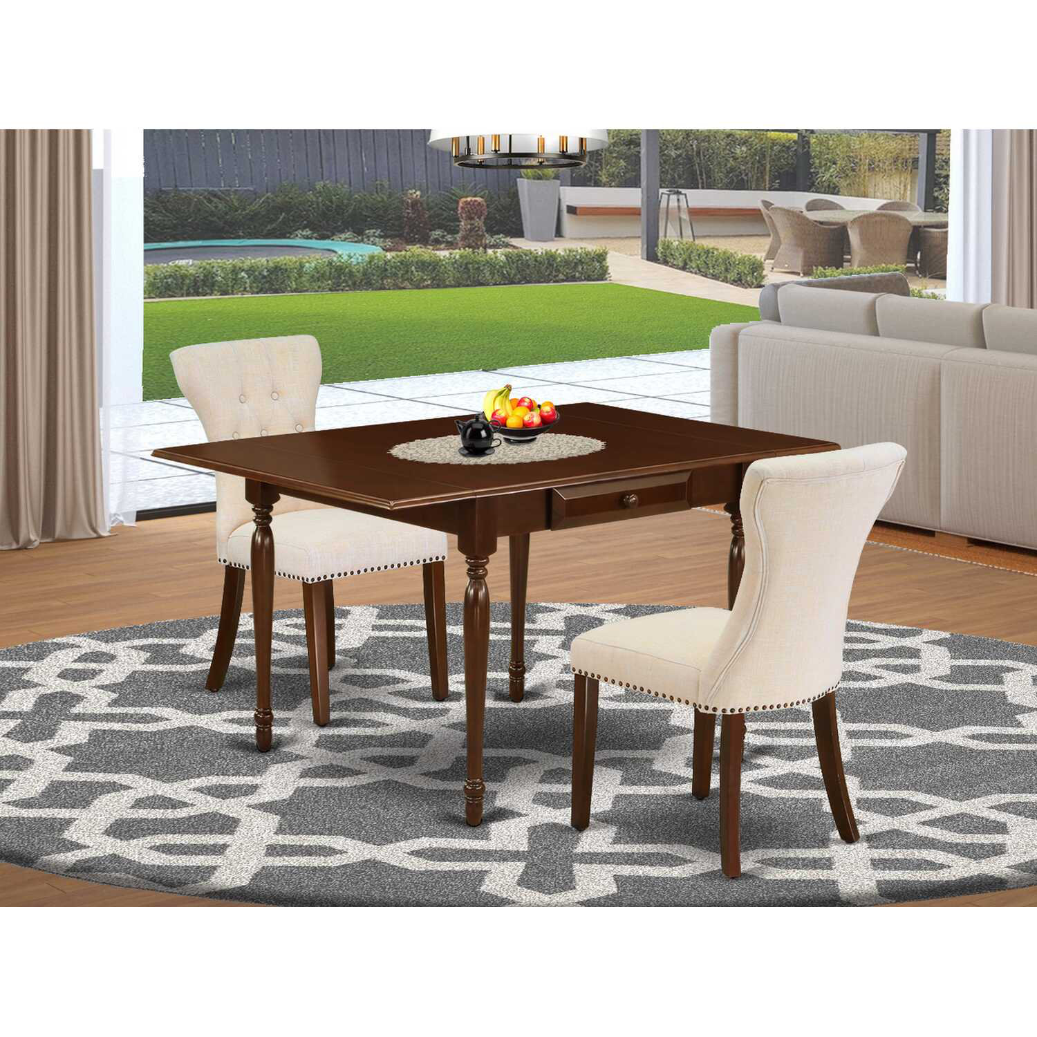 Alcott Hill® 3-Piece Mahogany Finish Rectangular Solid Wood Top With ...