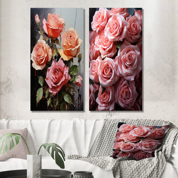 Red Barrel Studio® " Pink Graceful Roses Bouquet " 2 - Pieces | Wayfair