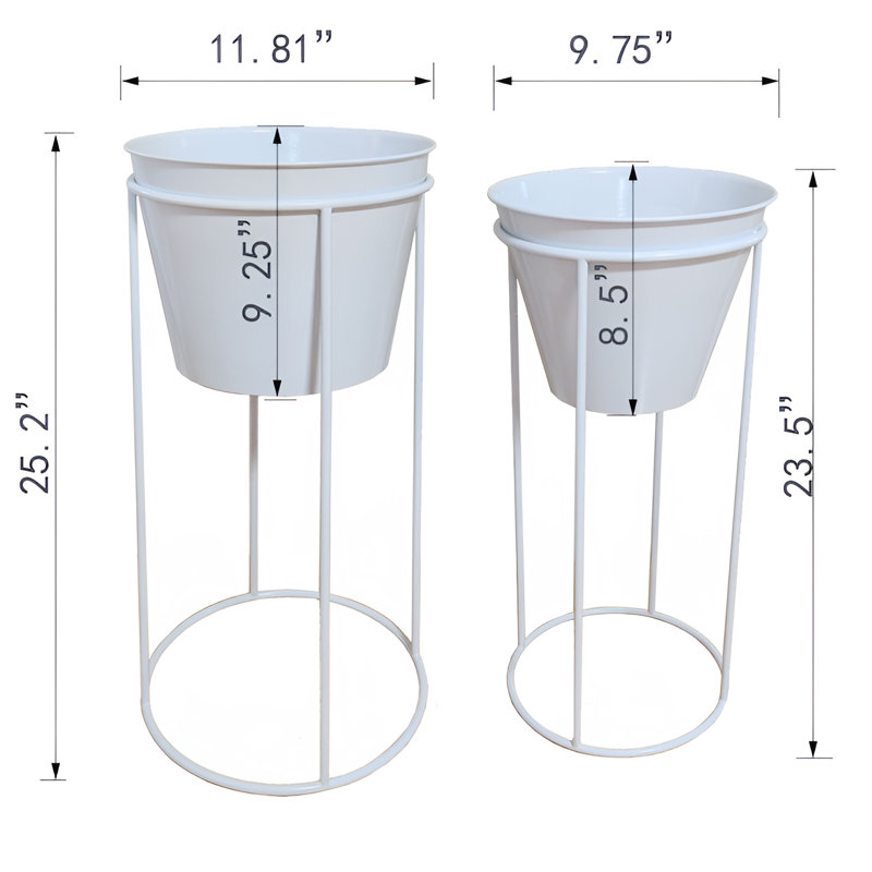 Latitude Run® Honorae 2 Piece Black Flower Pot Plant Stand | Wayfair