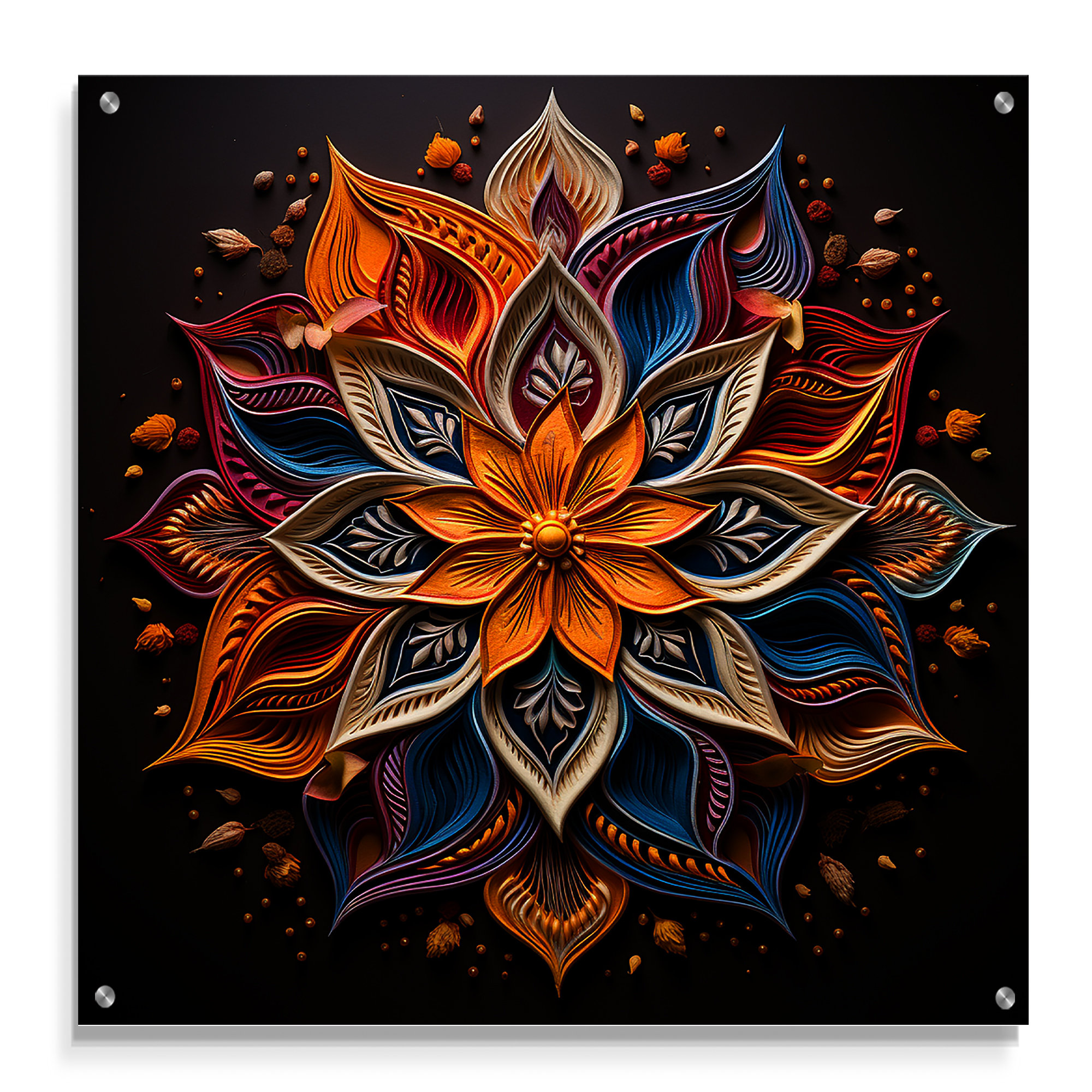 Bungalow Rose Hinduism Rangoli Whispers - Hinduism Acrylic Wall Art ...