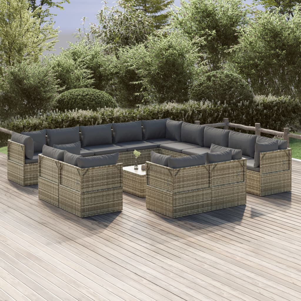 Latitude Run® Rattan Wicker 14 - Person Seating Group with Cushions ...