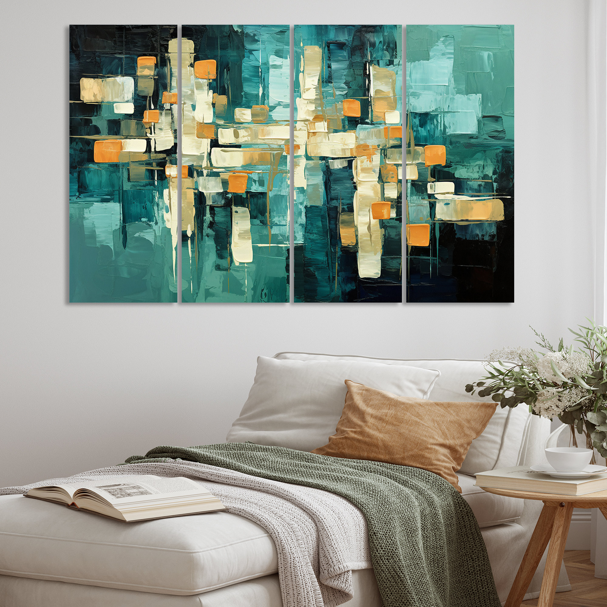 Design Art Continuation And Departure Retro Gold And Teal V - Abstract ...