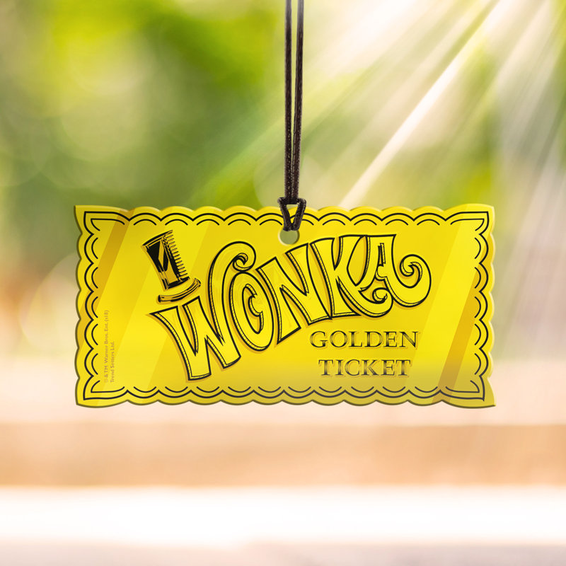 Trend Setters 'Willy Wonka Golden Ticket' Hanging Acrylic Shaped ...