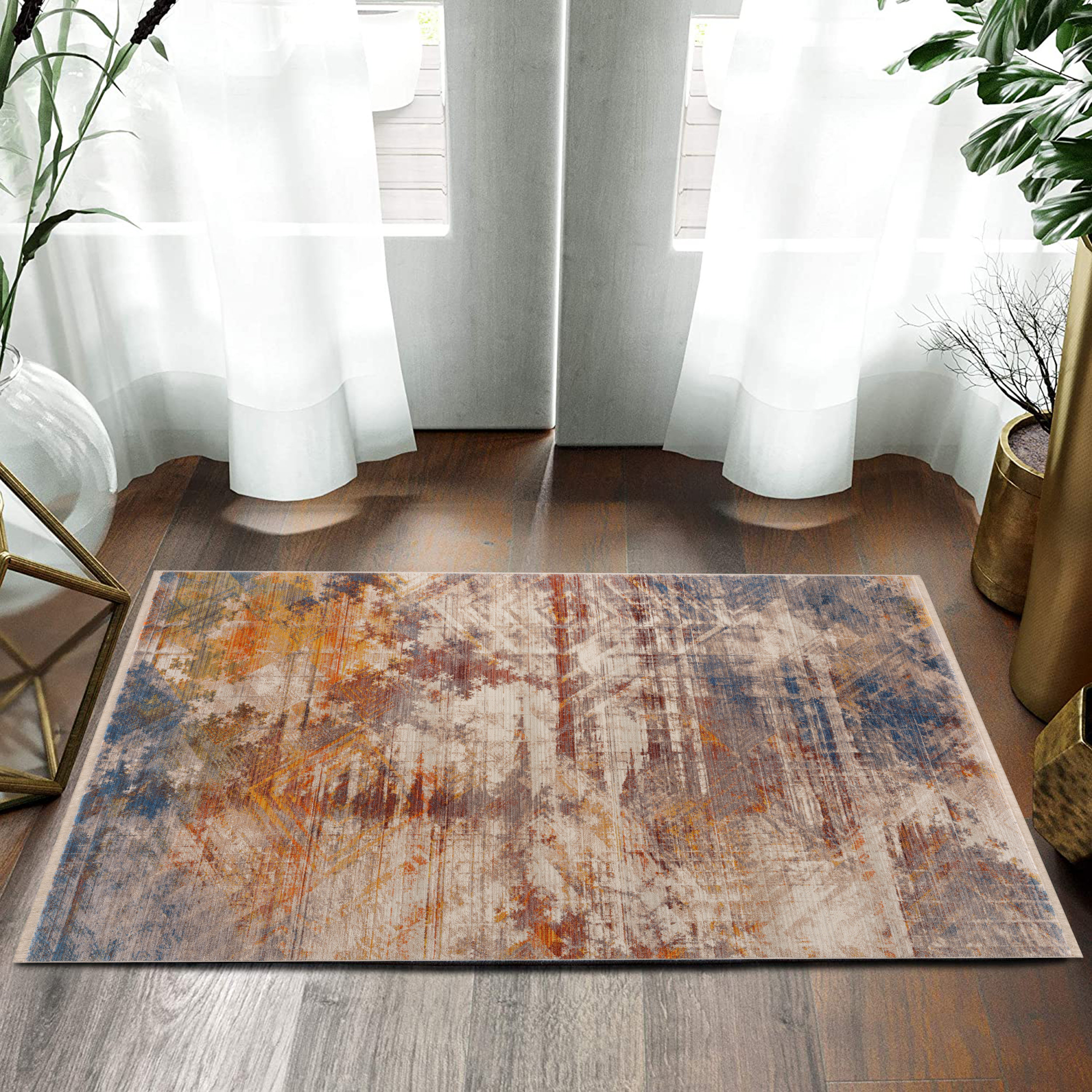 Foundry Select Tapis à motif géométrique délavé - Wayfair Canada
