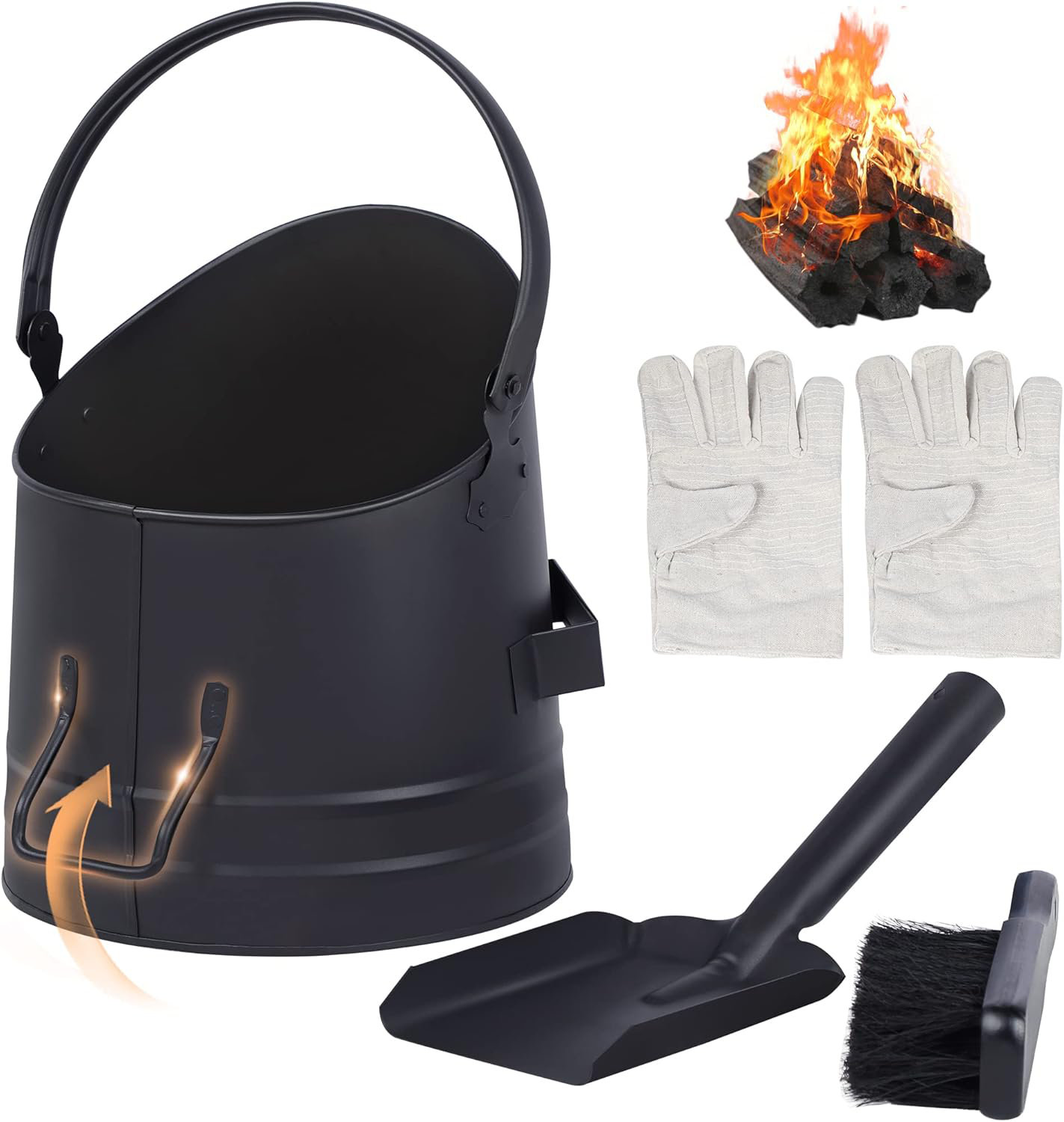 Symple Stuff 2.8 Gallon Fireplace Ash Bucket Set – All-in-One Cleaning ...