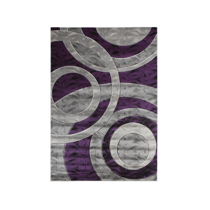Wrought Studio Adonia Performance Purple/Gray Rug & Reviews | Wayfair
