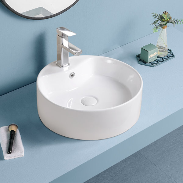 Topcraft 16.125'' White Ceramic Circular Bathroom Sink | Wayfair
