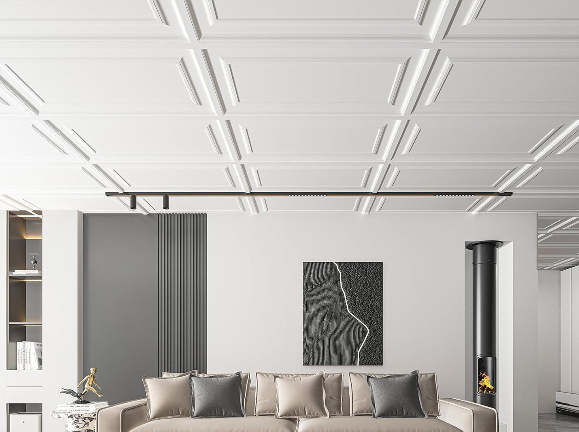 Artmeer 96 Sq Ft 2x4 PVC Drop Ceiling Tiles (12-Pack) – Lightweight ...