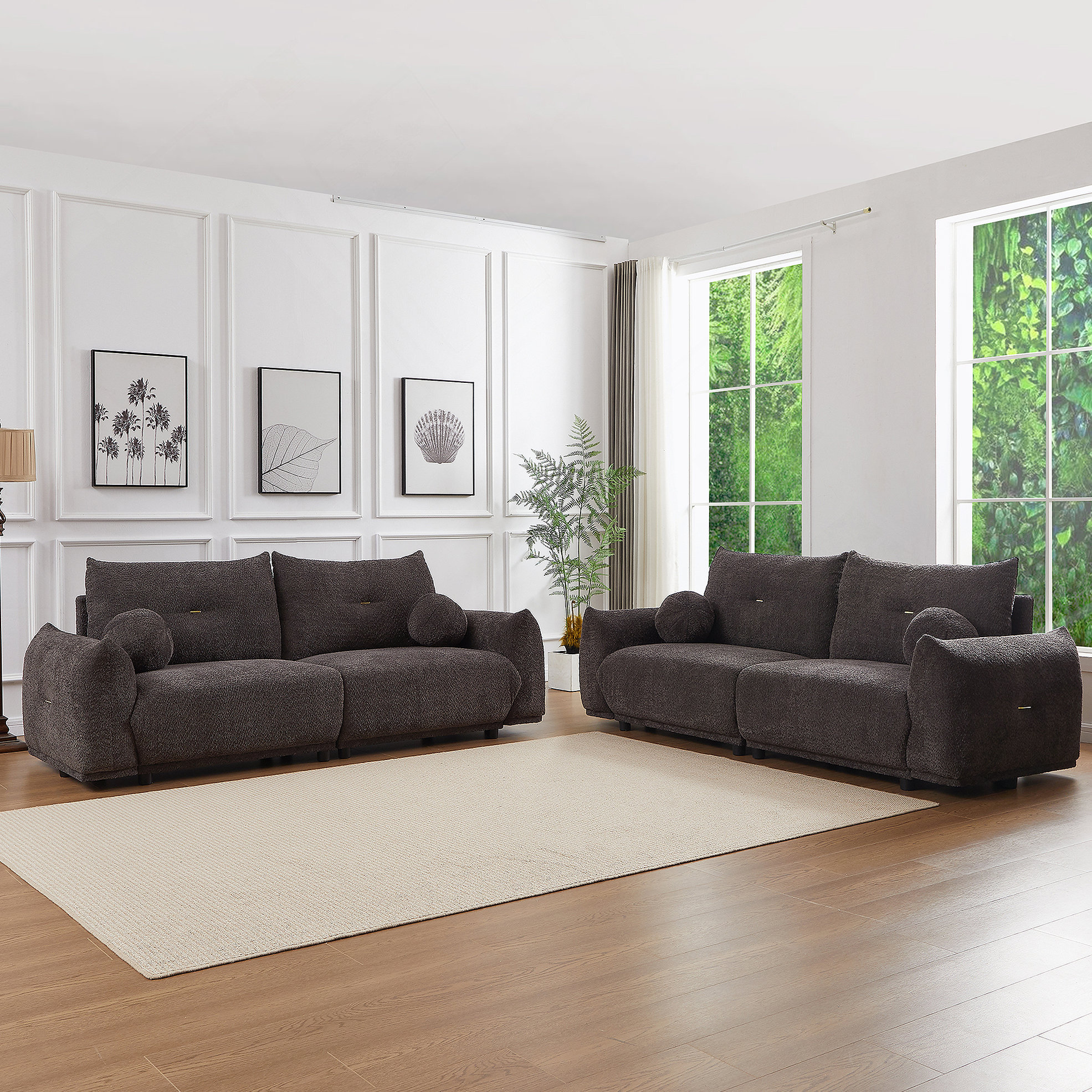 Ebern Designs Two Set Of 2-Seater Sofa, 90" Sofa For Living Room With 2 ...