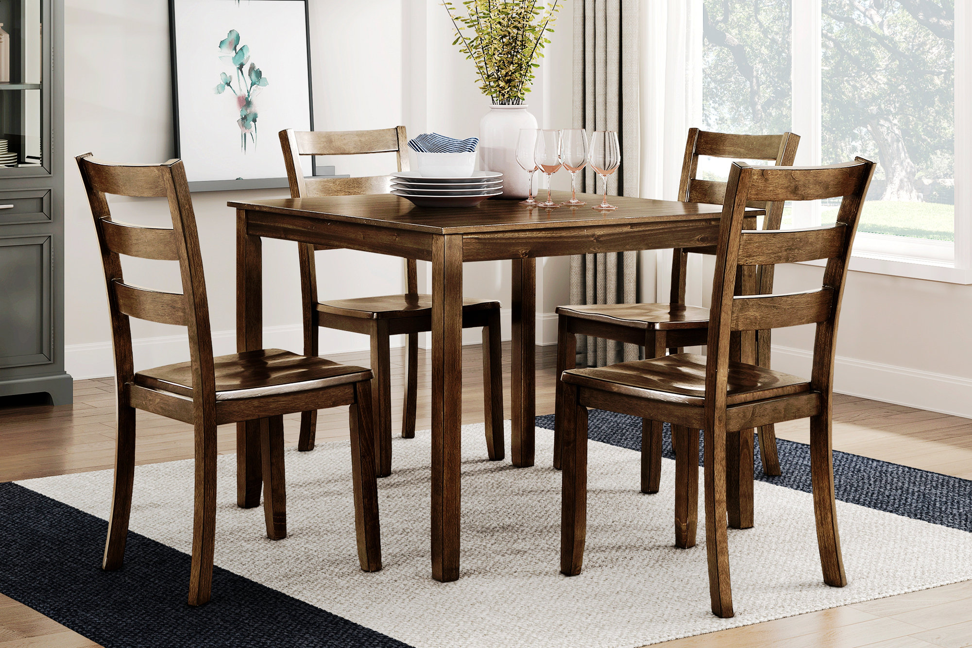 Red Barrel Studio® Classical Dining Set Table and 4 Side Chairs Kitchen ...