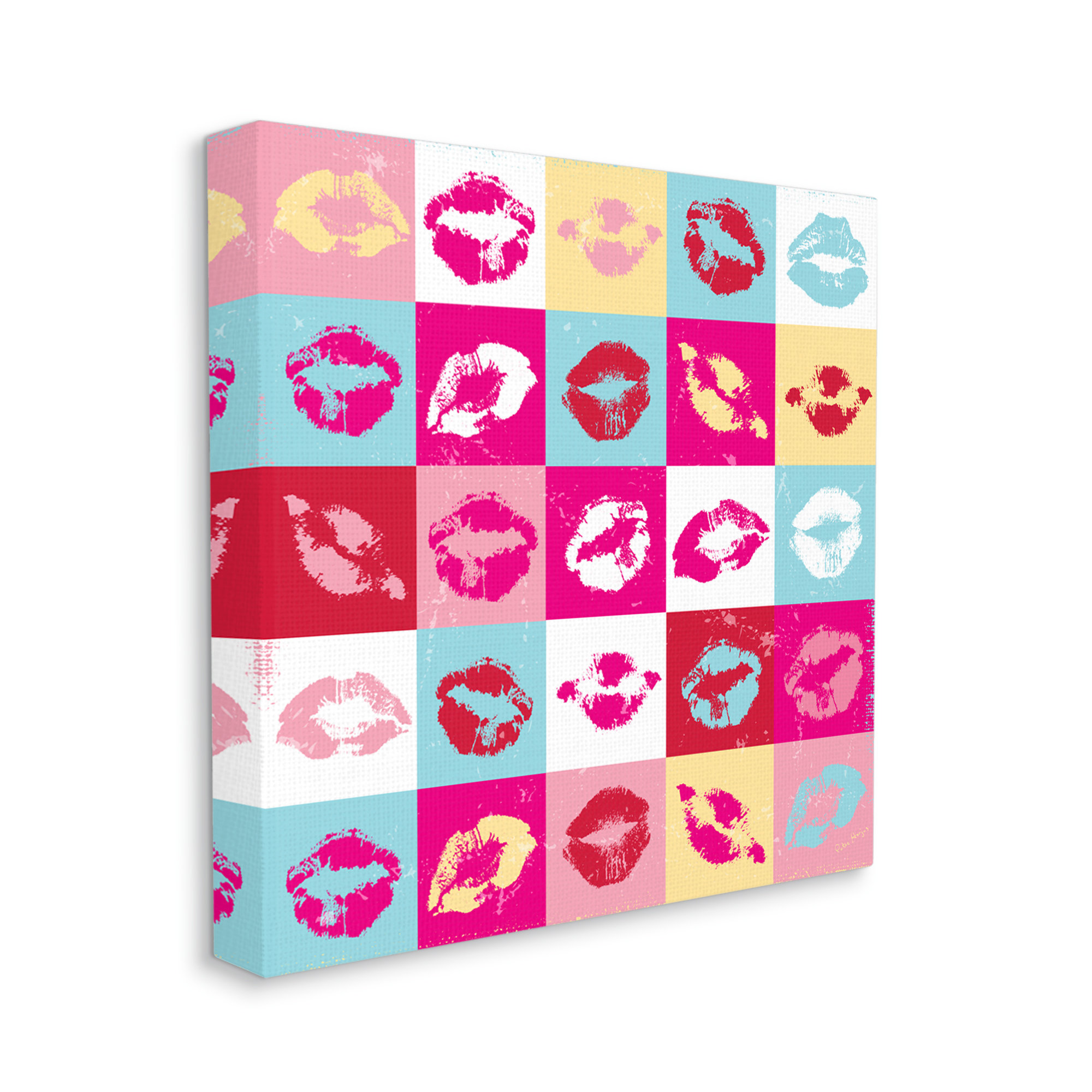 Wrought Studio Pop Style Lip Pattern Canvas Wall Art Design By Peter ...