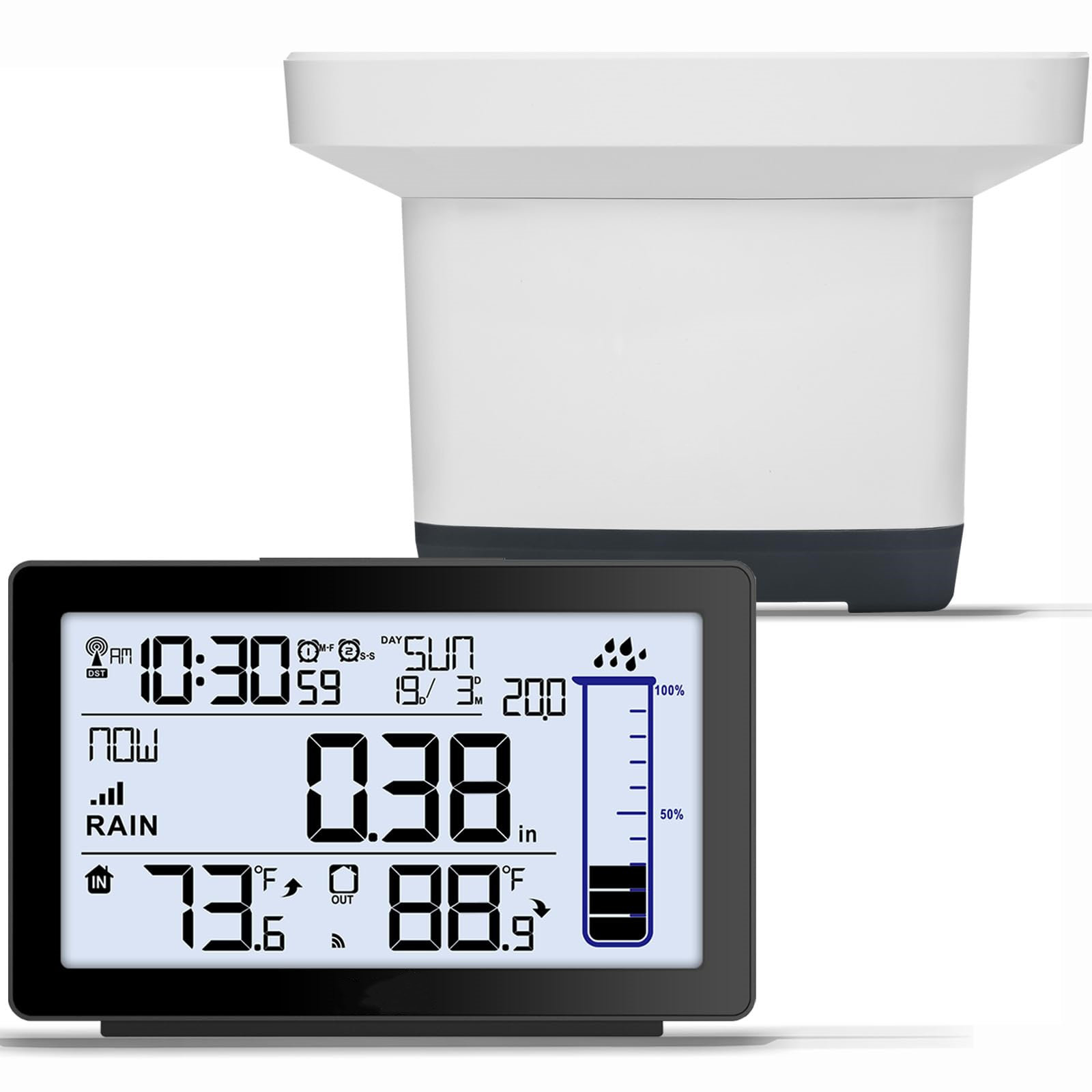 One Allium Way Wireless Rain Gauge Outdoor Remote Electronic Rain Metre ...