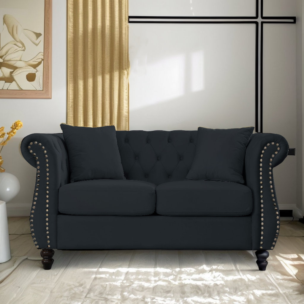 Latitude Run® 80" Velvet Rolled Arm Chesterfield Sofa - Wayfair Canada