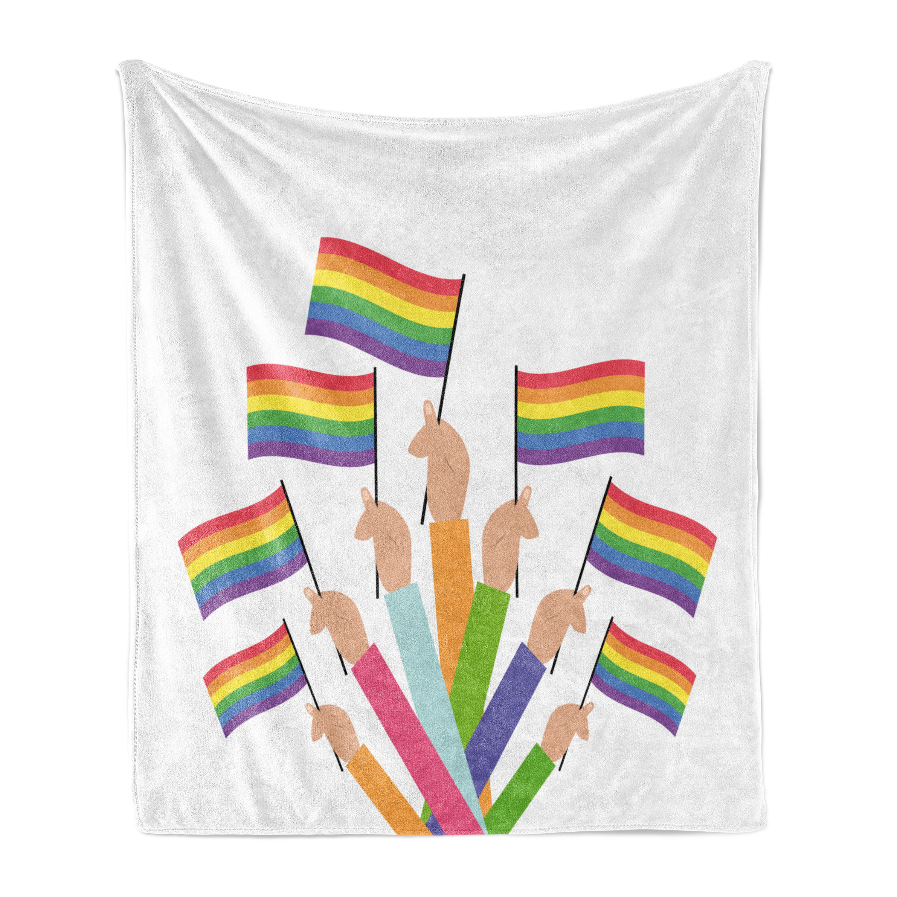 Ambesonne Rainbow Fleece Throw Blanket Pride Flags Love Wins Multicolor ...