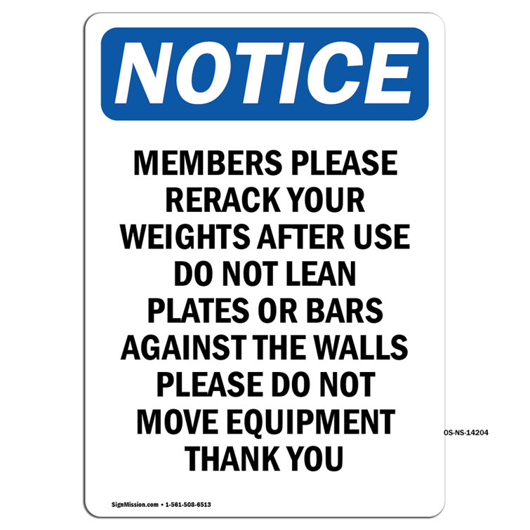 SignMission Members Please Rerack Your Weights Sign | Wayfair