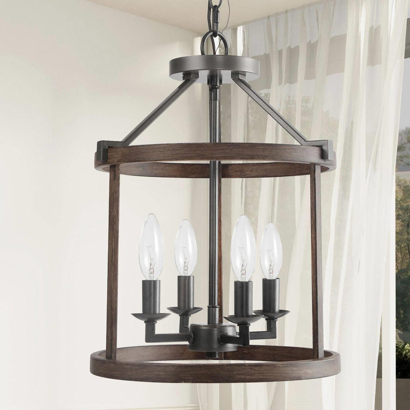 Gracie Oaks Rambo 4 - Light Lantern Cylinder Pendant with Wrought Iron ...