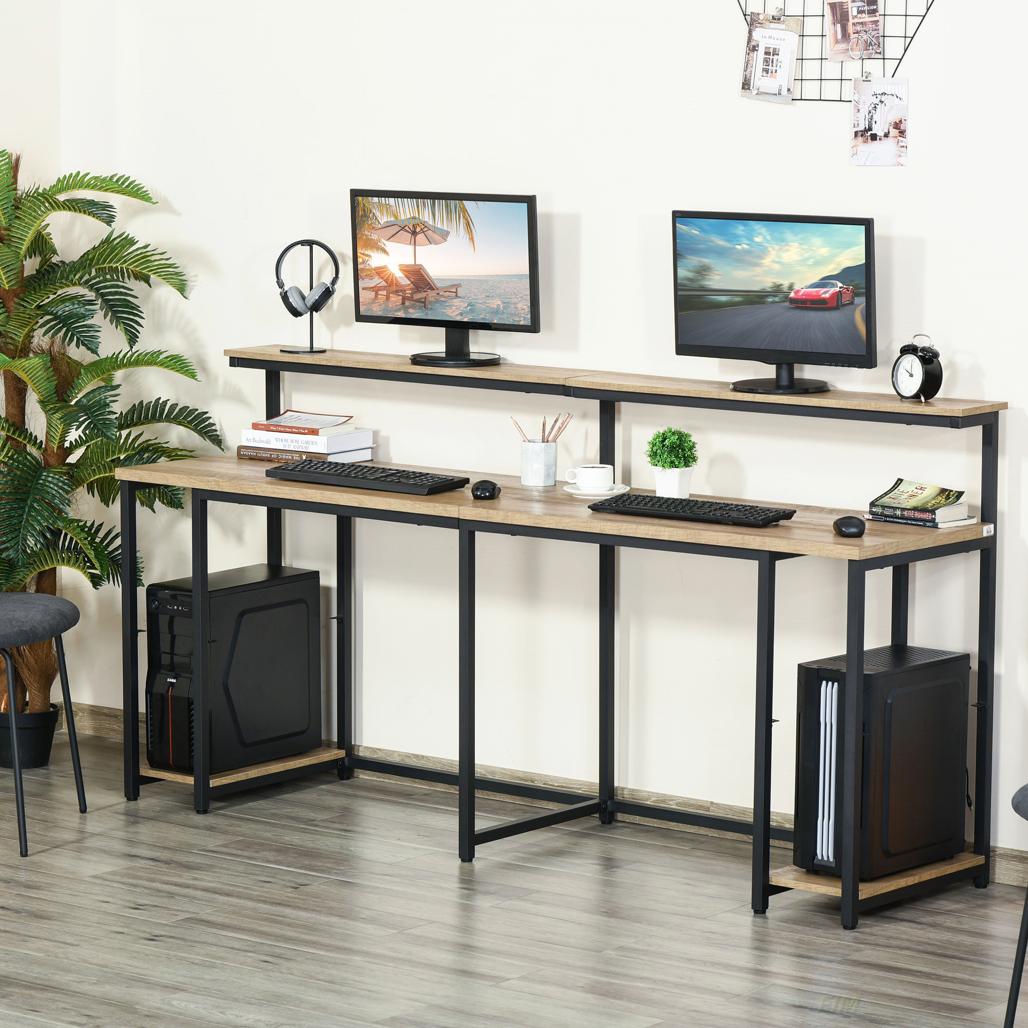17 Stories 78.75 Inches Double Computer Desk For Two Person, Extra Long ...