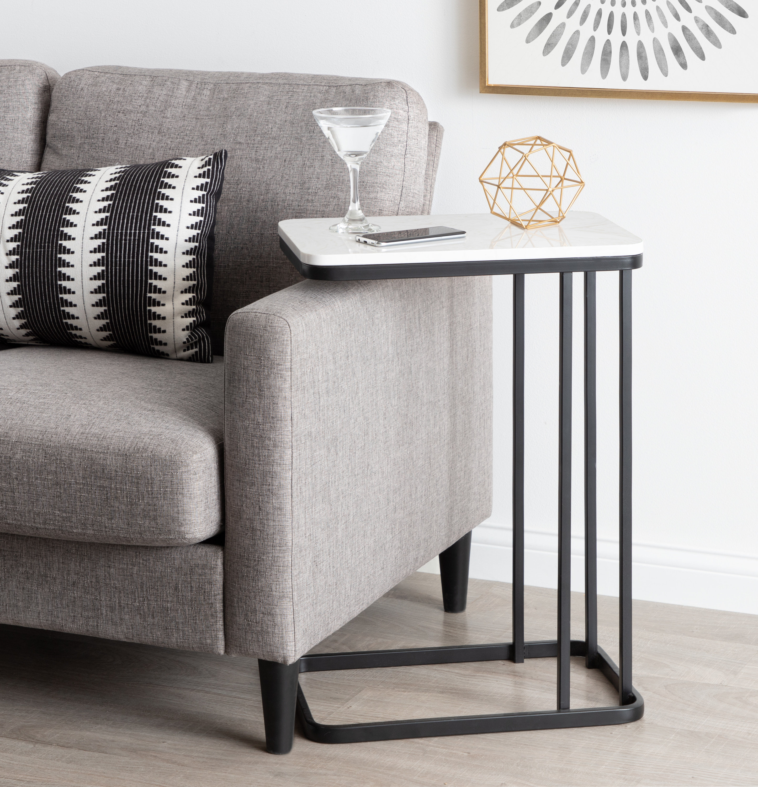 Mercer41 Cemalettin Marble Top C-Table End Table & Reviews | Wayfair