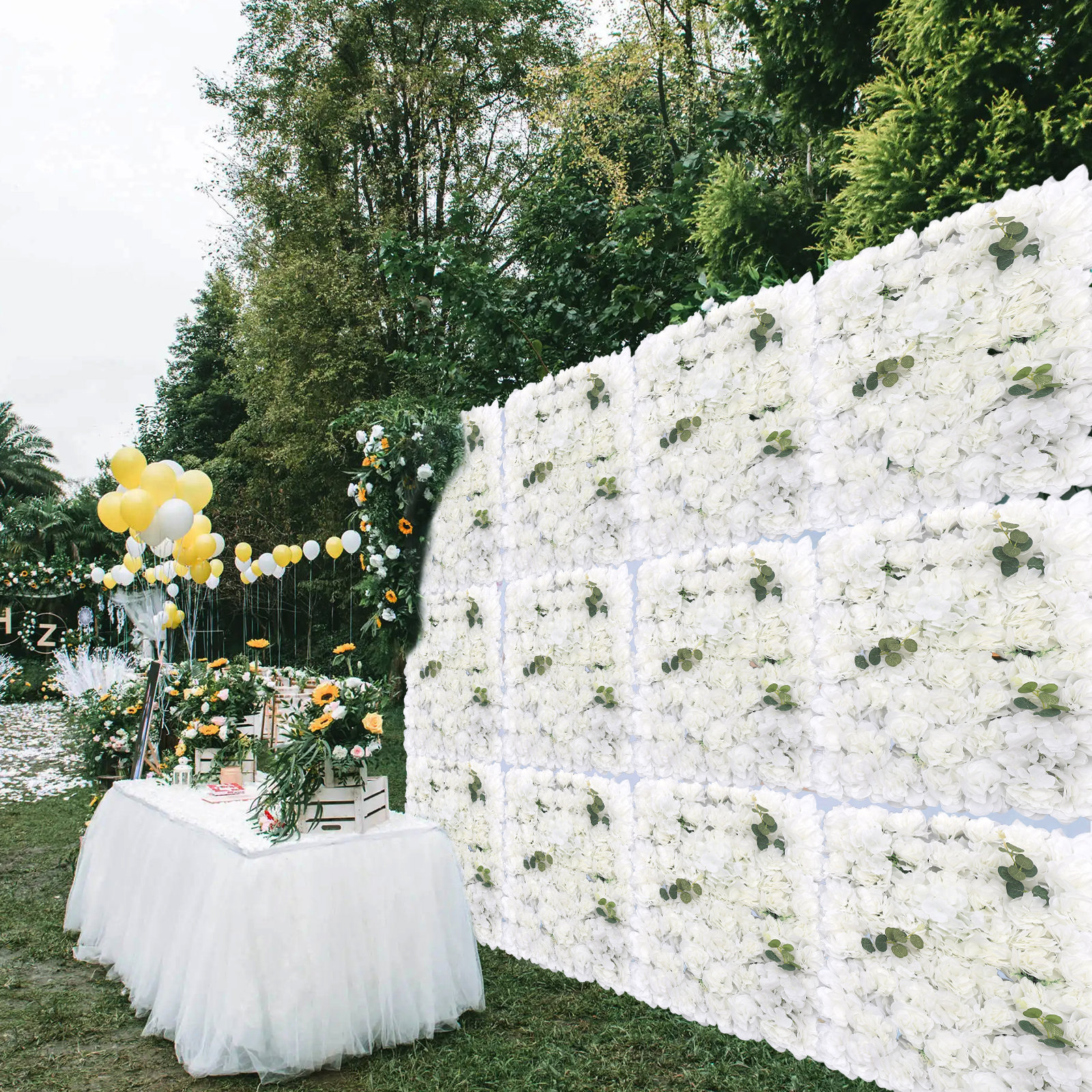 JOYDING Flower Wall Panel Artificial Flower Wall Backdrop For Photo ...