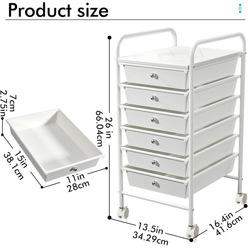 Rebrilliant 6-drawer Rolling Storage Cart | Wayfair