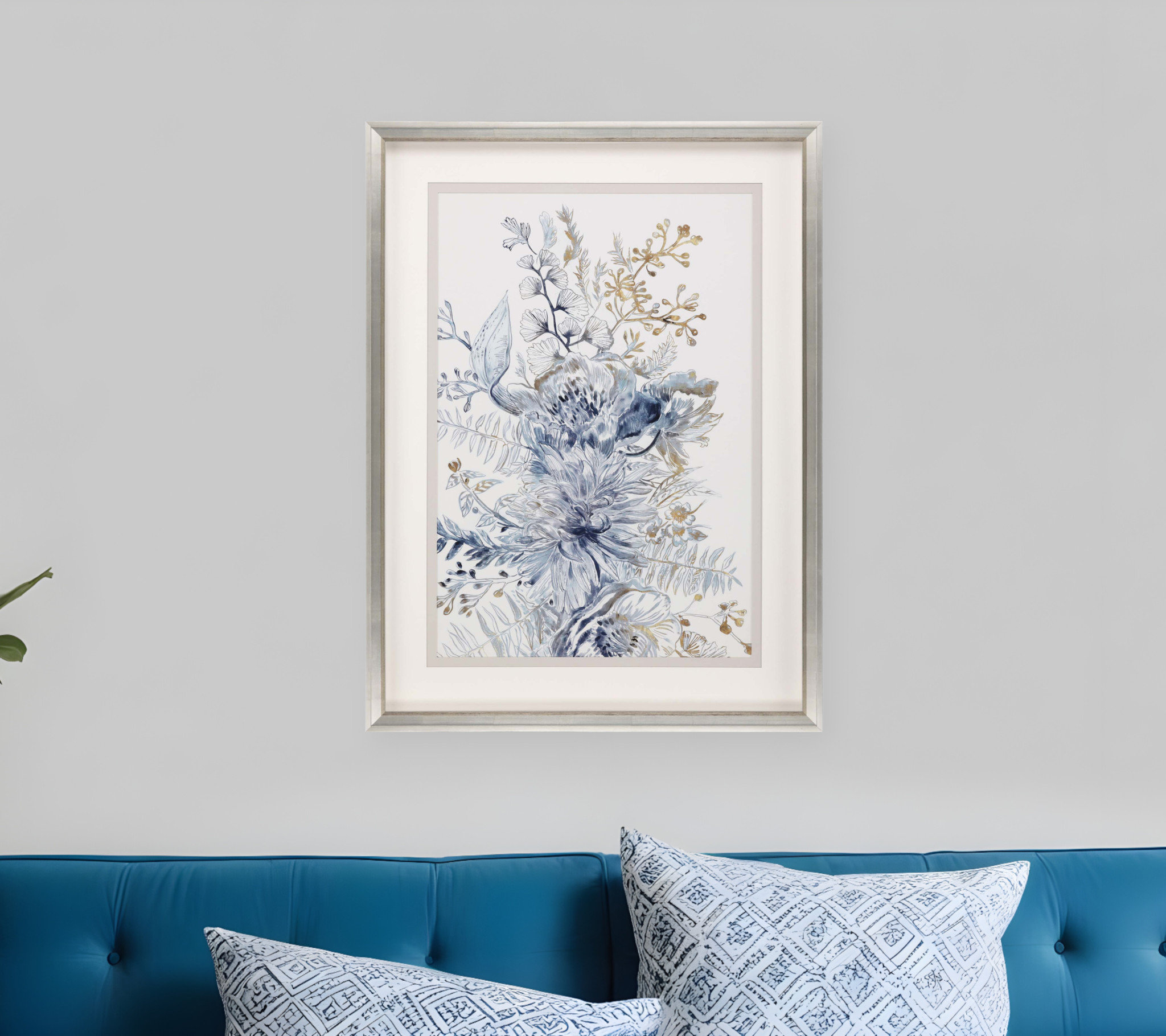 HomeRoots Royal Blue I Framed Art Silver Picture Frame Print Wall Art ...