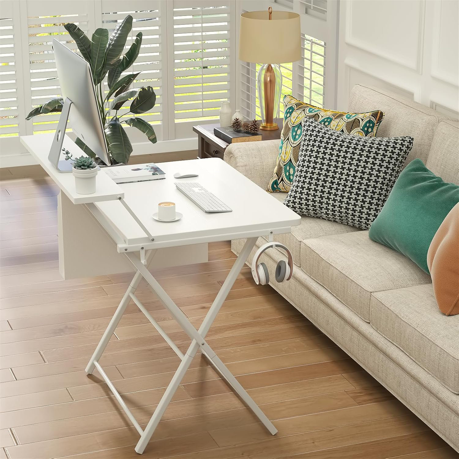 Inbox Zero Folding Desk For Small Spaces, 23.6 Inch Foldable Table With ...