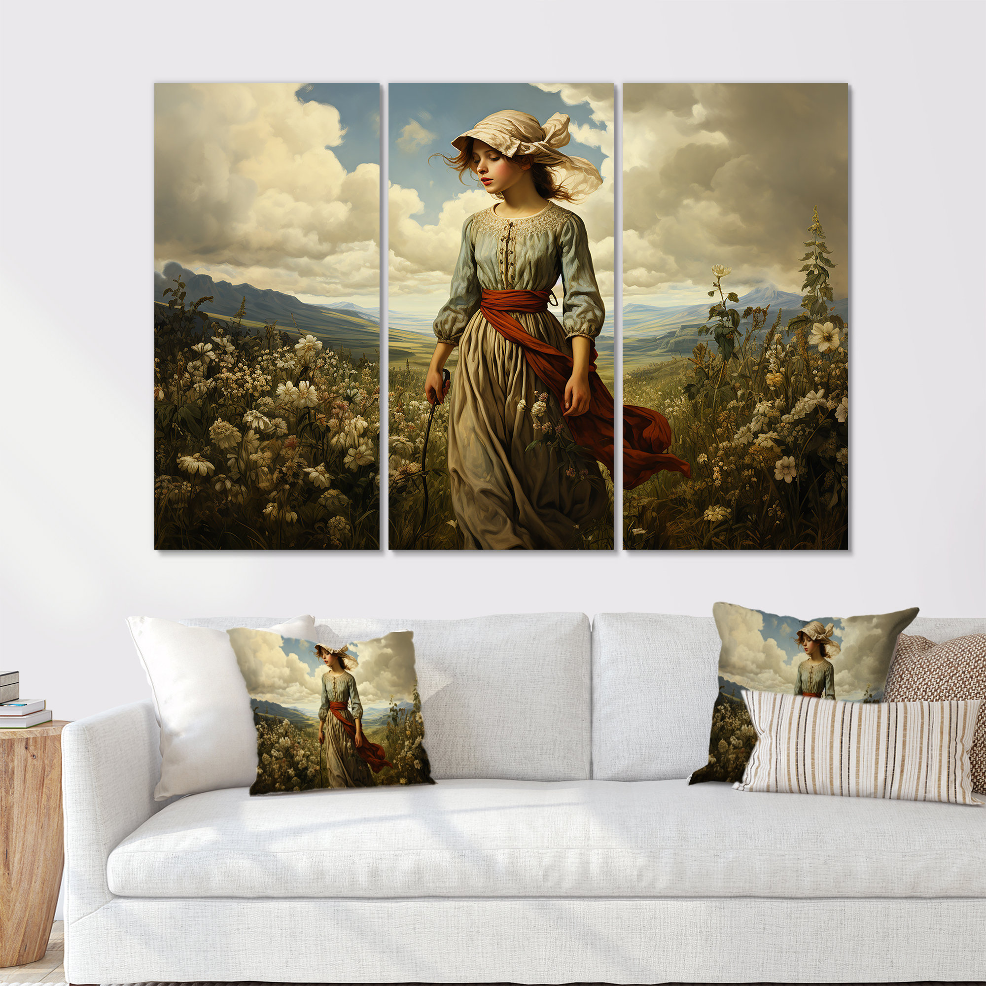Lark Manor™ Rural Girl In Rustic Flower Landscape - Fashion Woman Wall ...